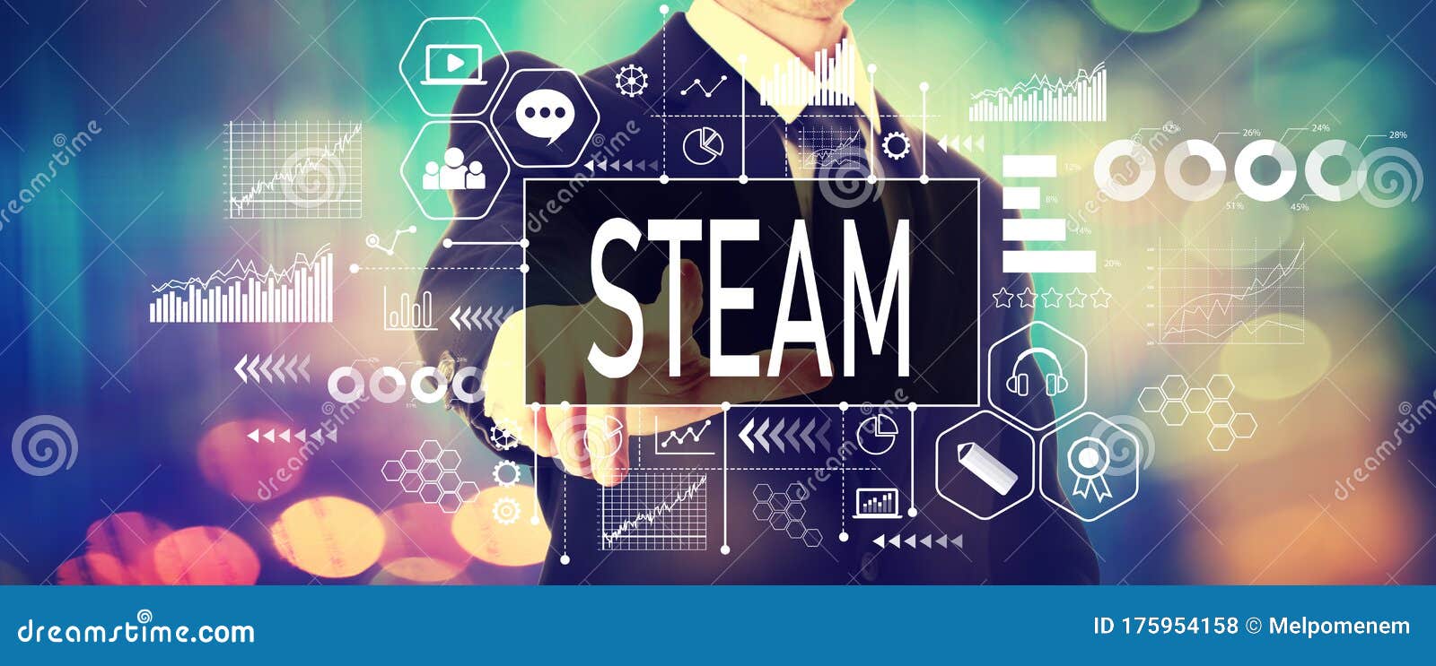 STEAM Concept with a Businessman Stock Photo - Image of light ...