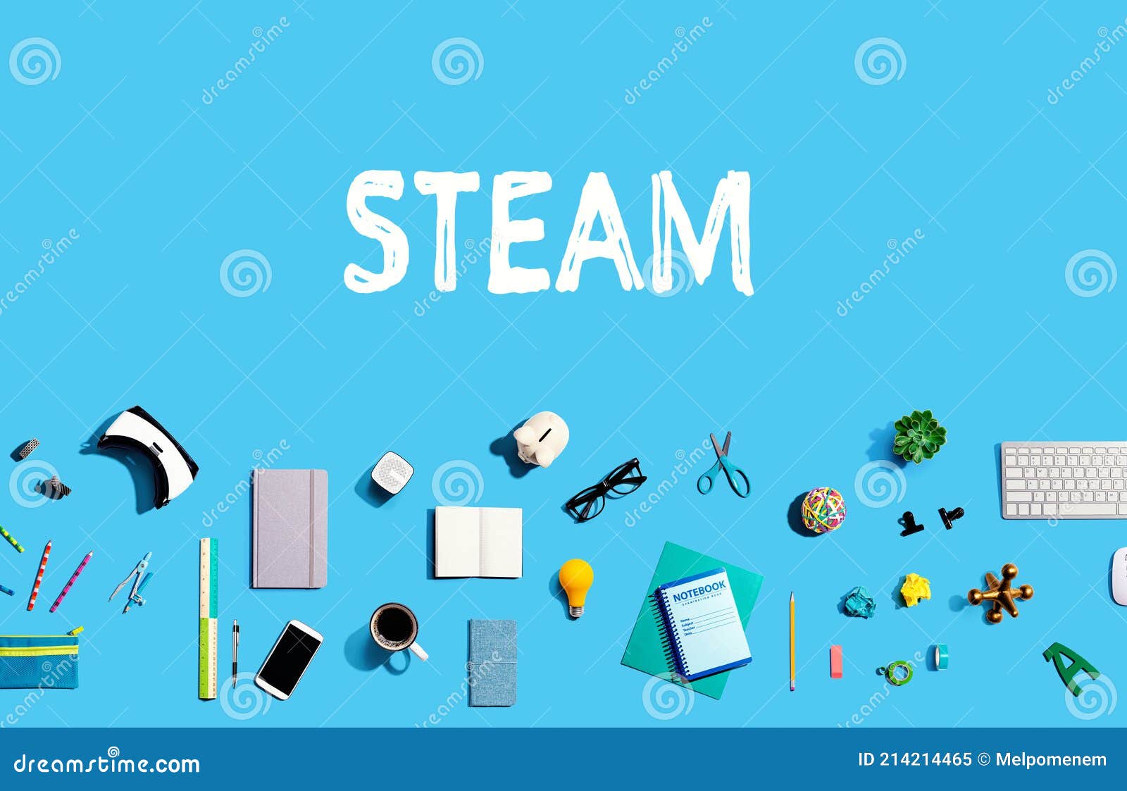 STEAM Concept with Electronic Gadgets and Office Supplies Stock Image ...