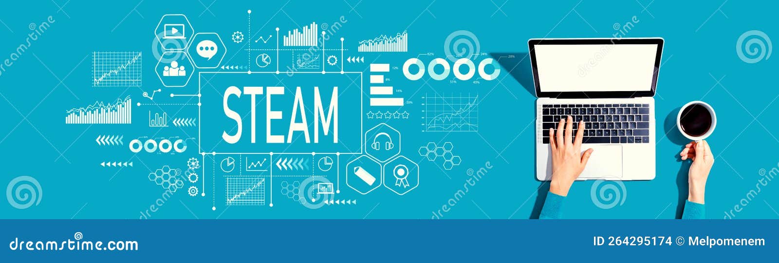 STEAM Concept STEAM with Person Using a Laptop Stock Photo - Image of ...