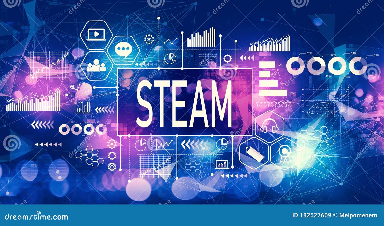 STEAM Concept with Technology Light Background Stock Illustration ...