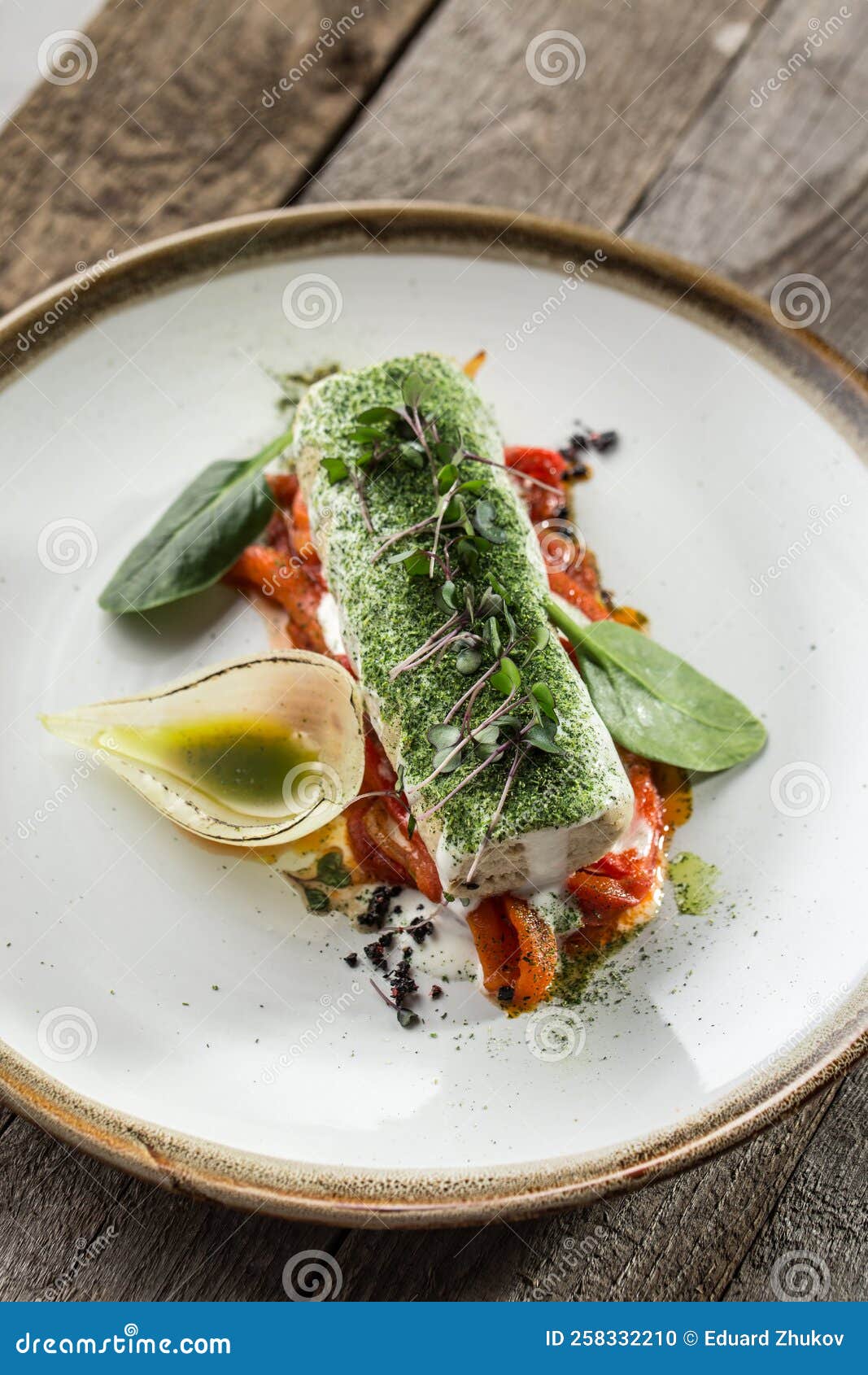 Steam Cooked Fish Balls with White Sauce and Baked Vegetables on the ...