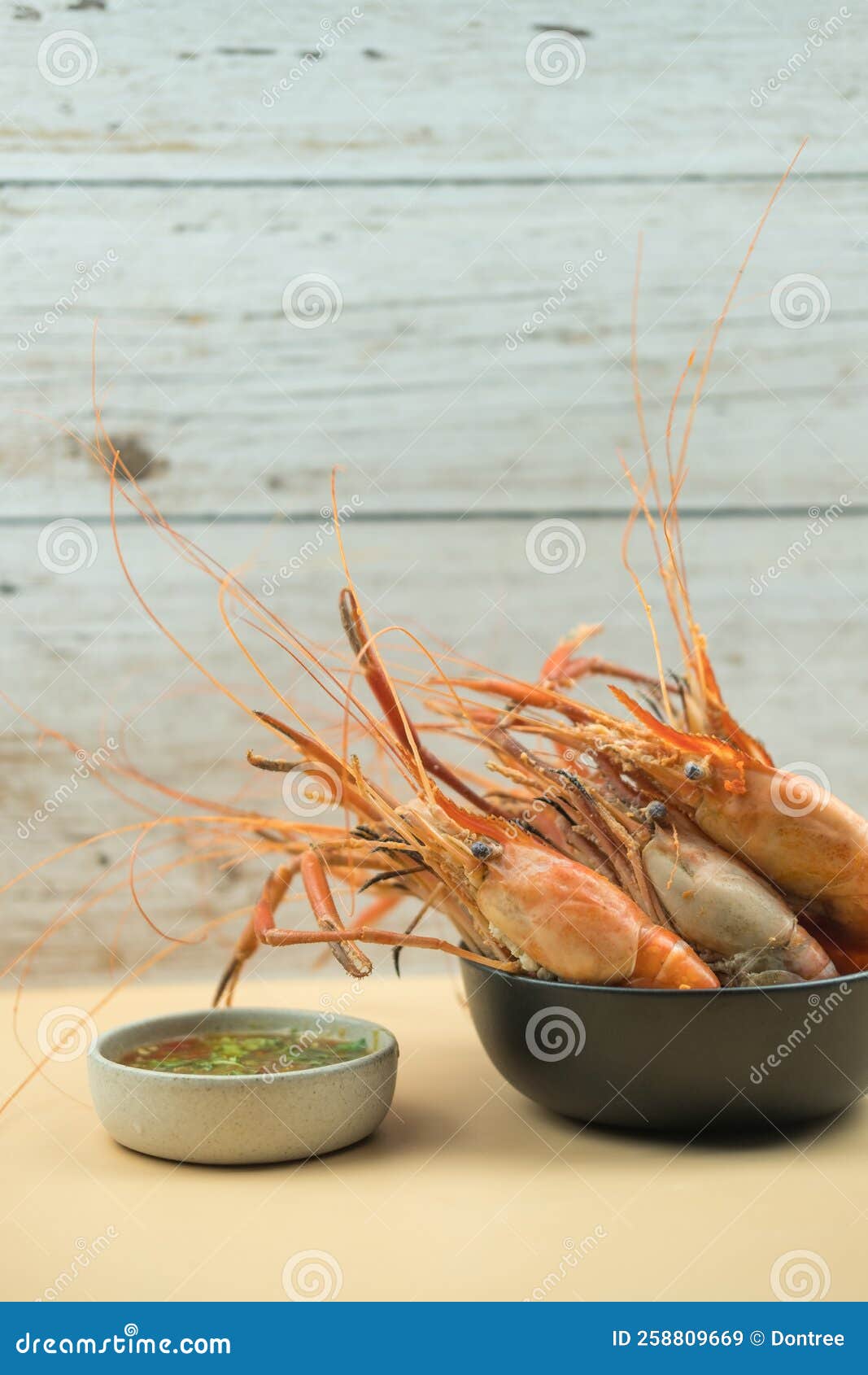 Steam Cooked of Fresh Water Prawn Stock Image - Image of delicatessen ...