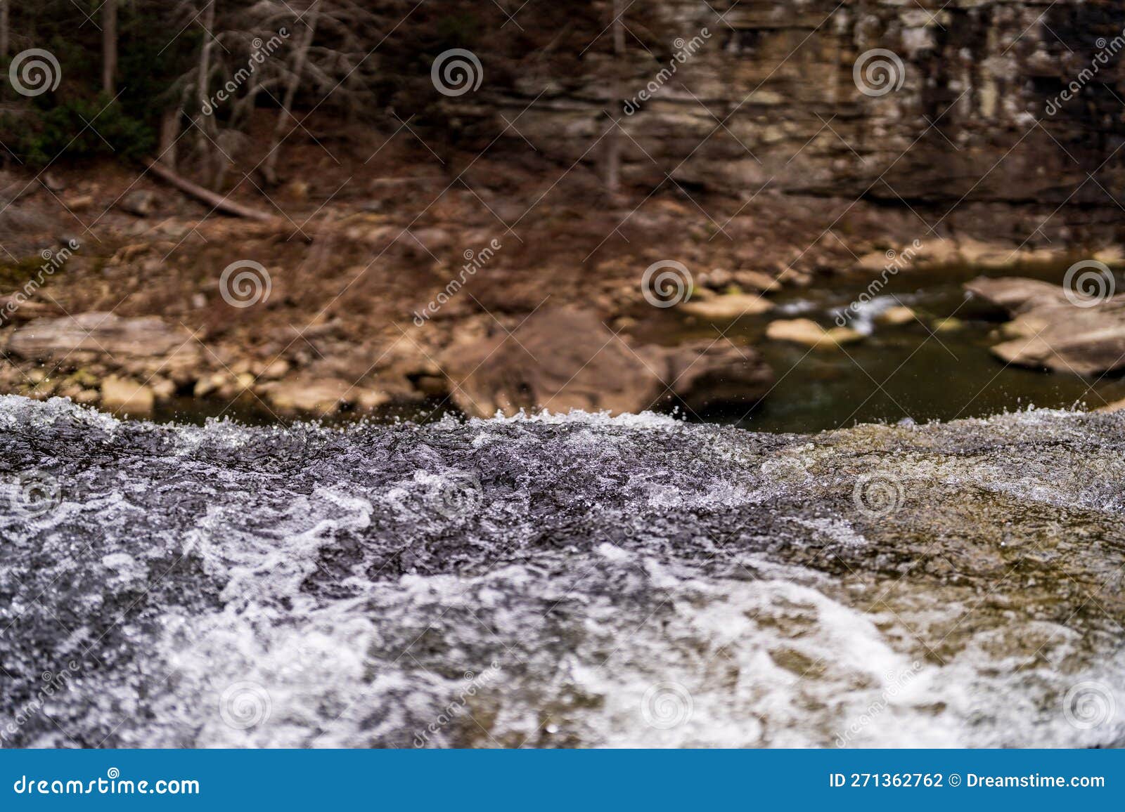 Steam Drifting between Majestic Rocks and Lush Trees Stock Photo ...