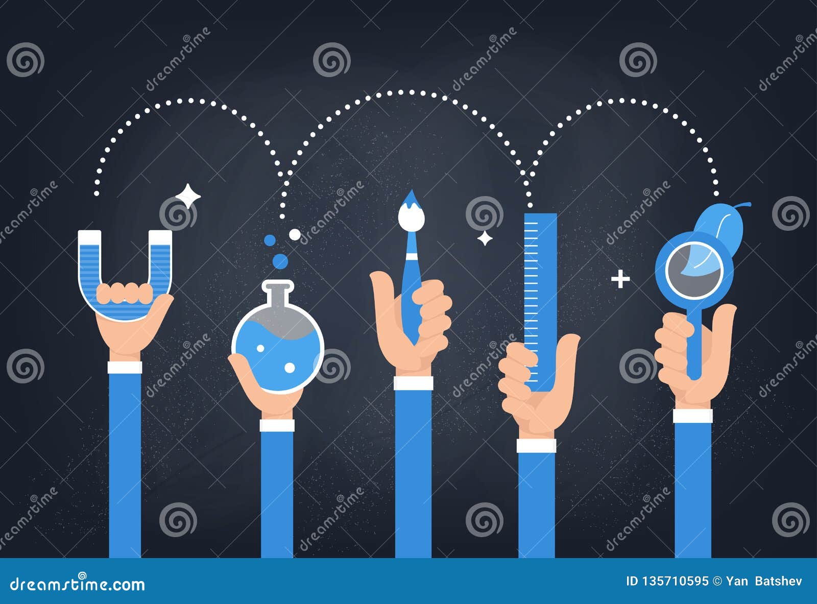 Steam Education Approach. Arts and Science. Students Holding Tools in ...