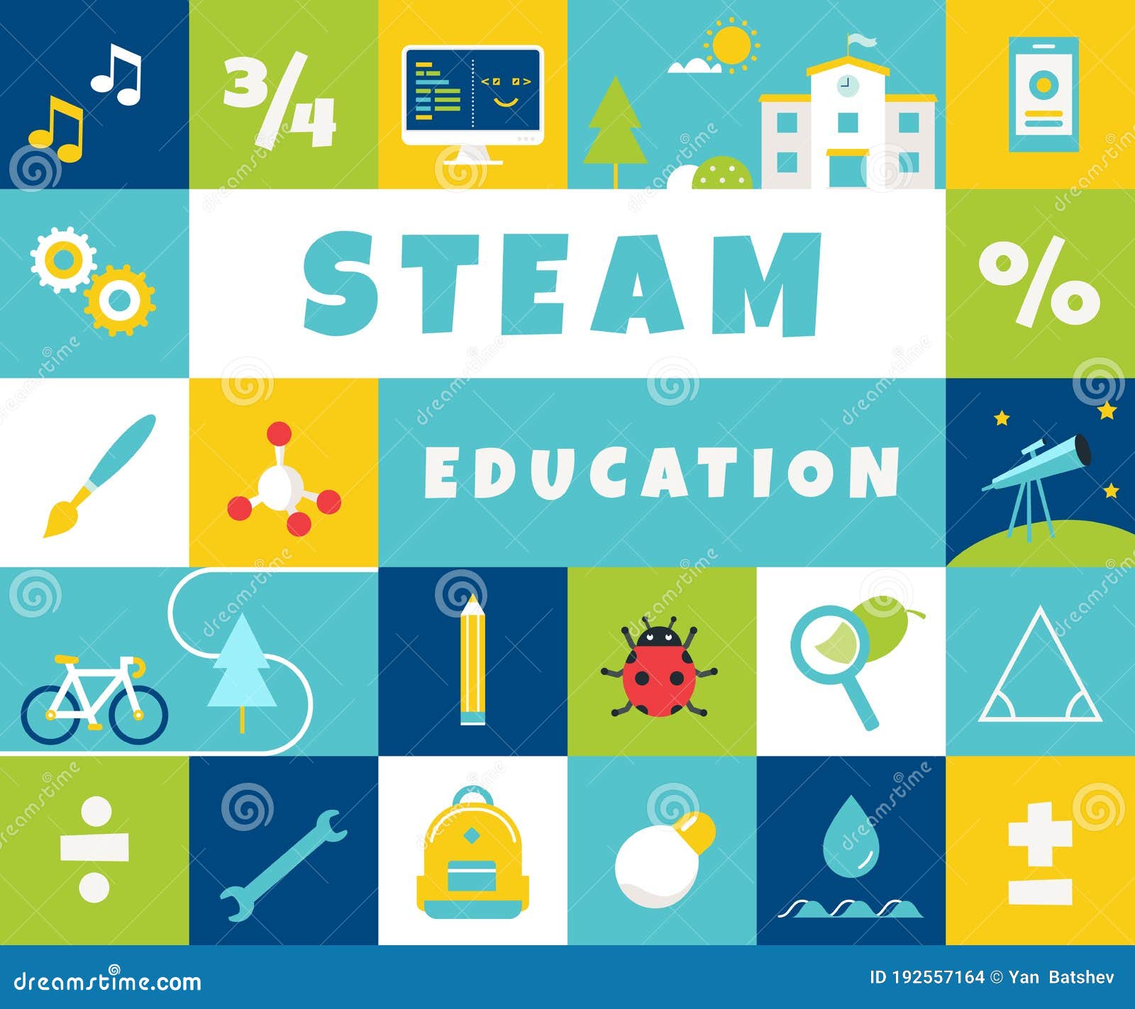 STEAM School Education Concept. Vector Illustration Of Science ...