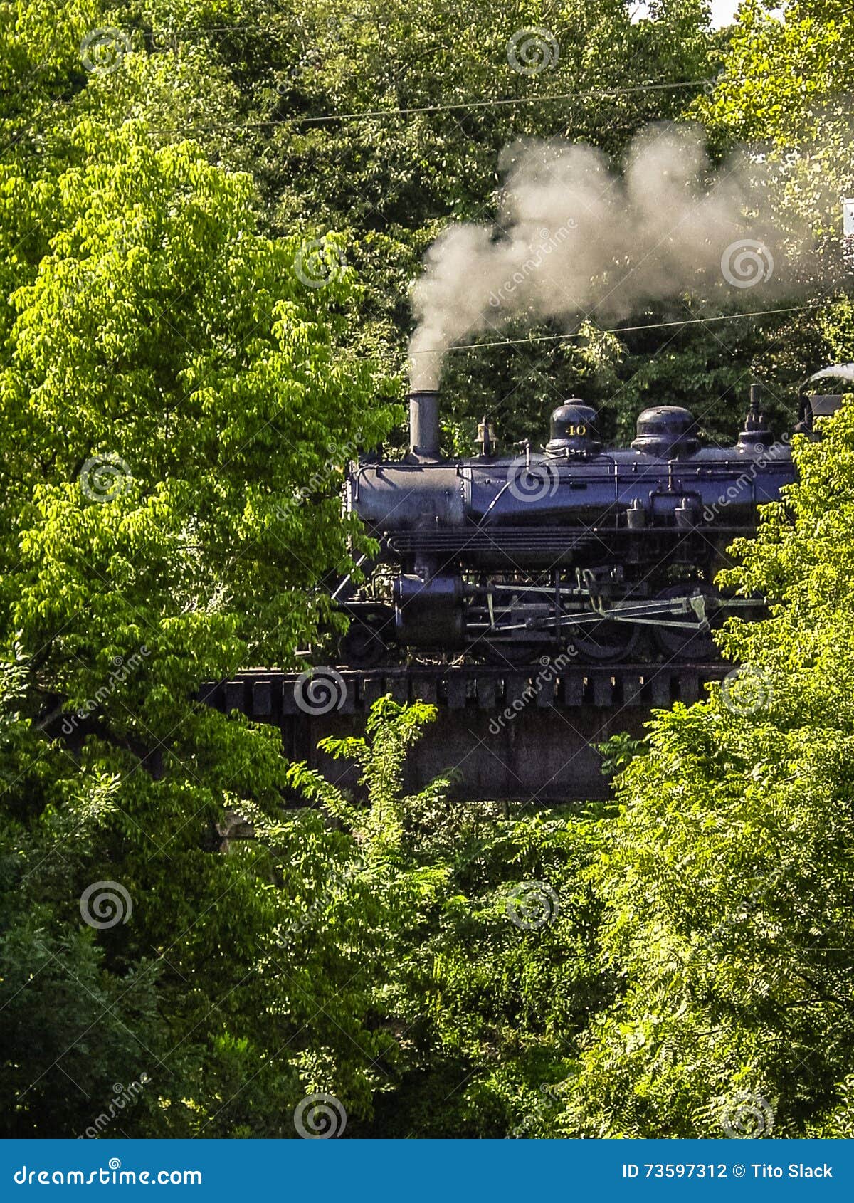 Steam Engine Crossing a Bridge Stock Photo - Image of black, crossing ...