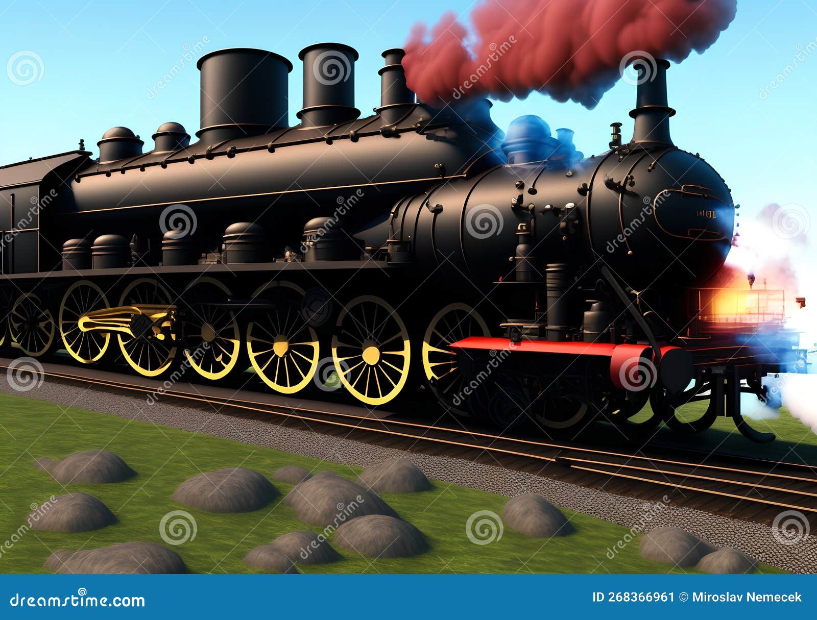 Steam Engine, Generative AI Illustration Stock Illustration ...