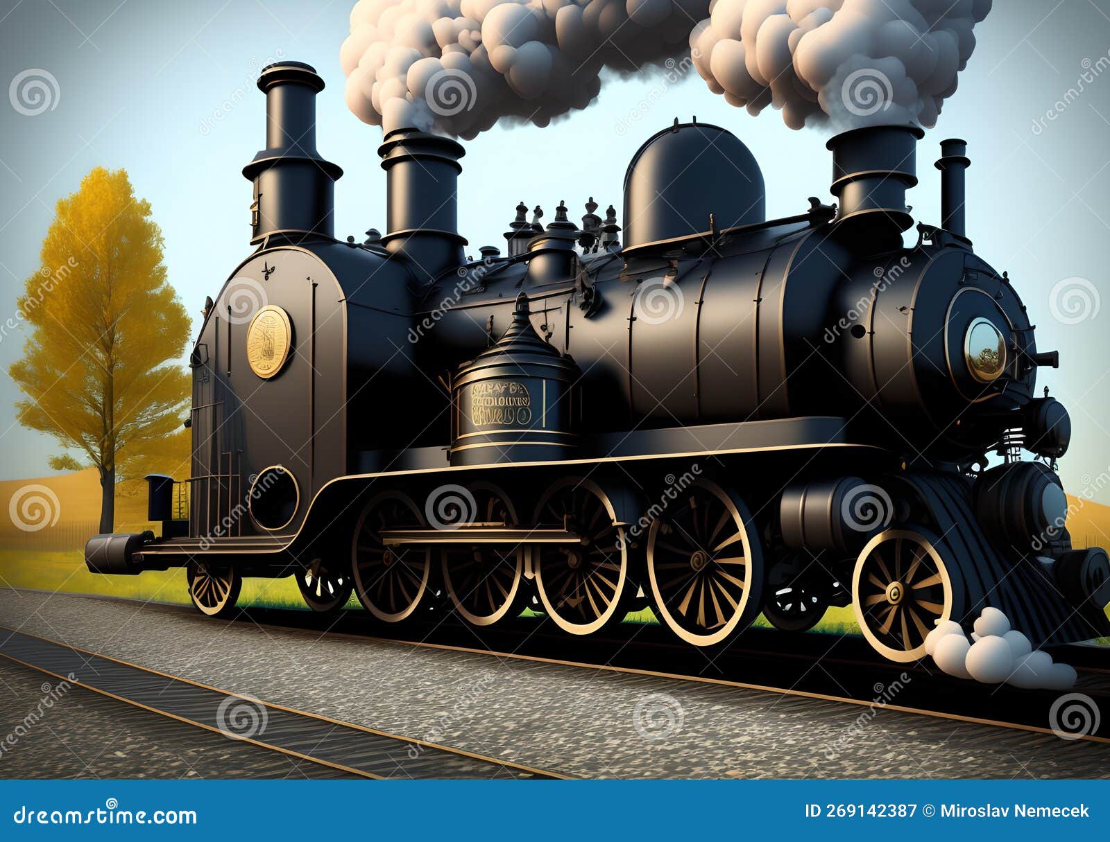 Steam Engine, Generative AI Illustration Stock Illustration ...