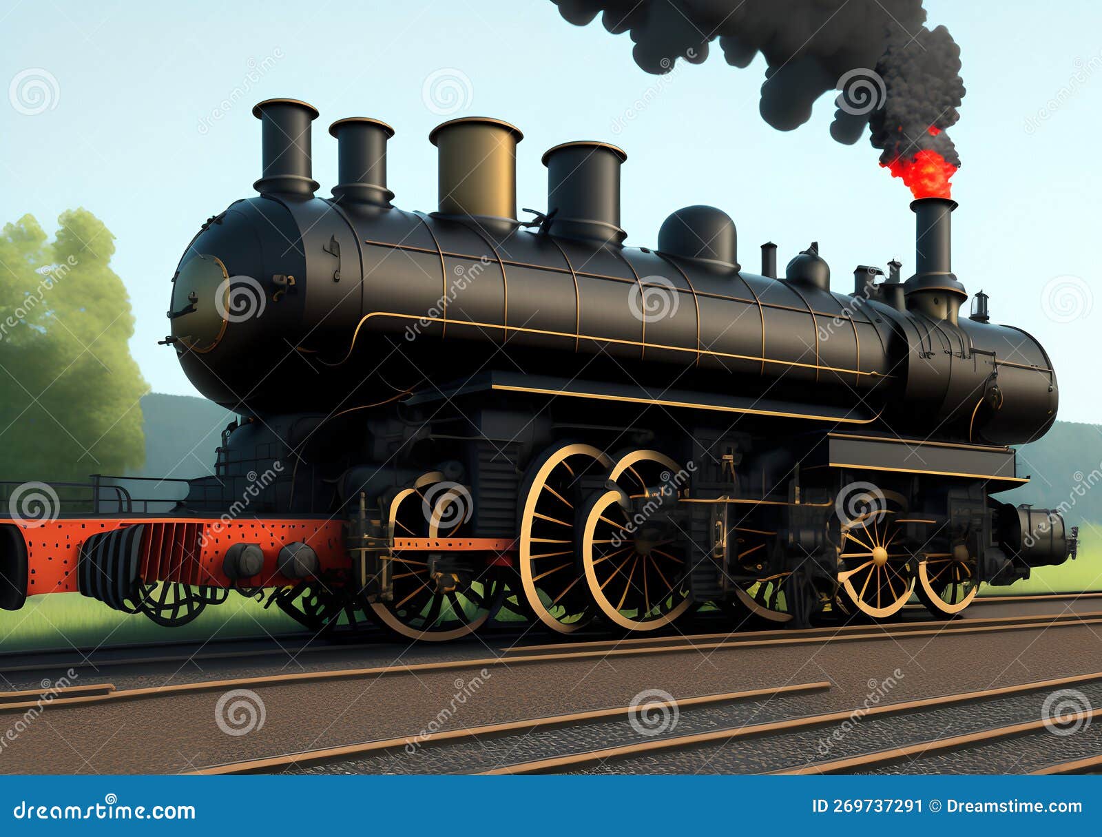 Steam Engine, Generative AI Illustration Stock Illustration ...