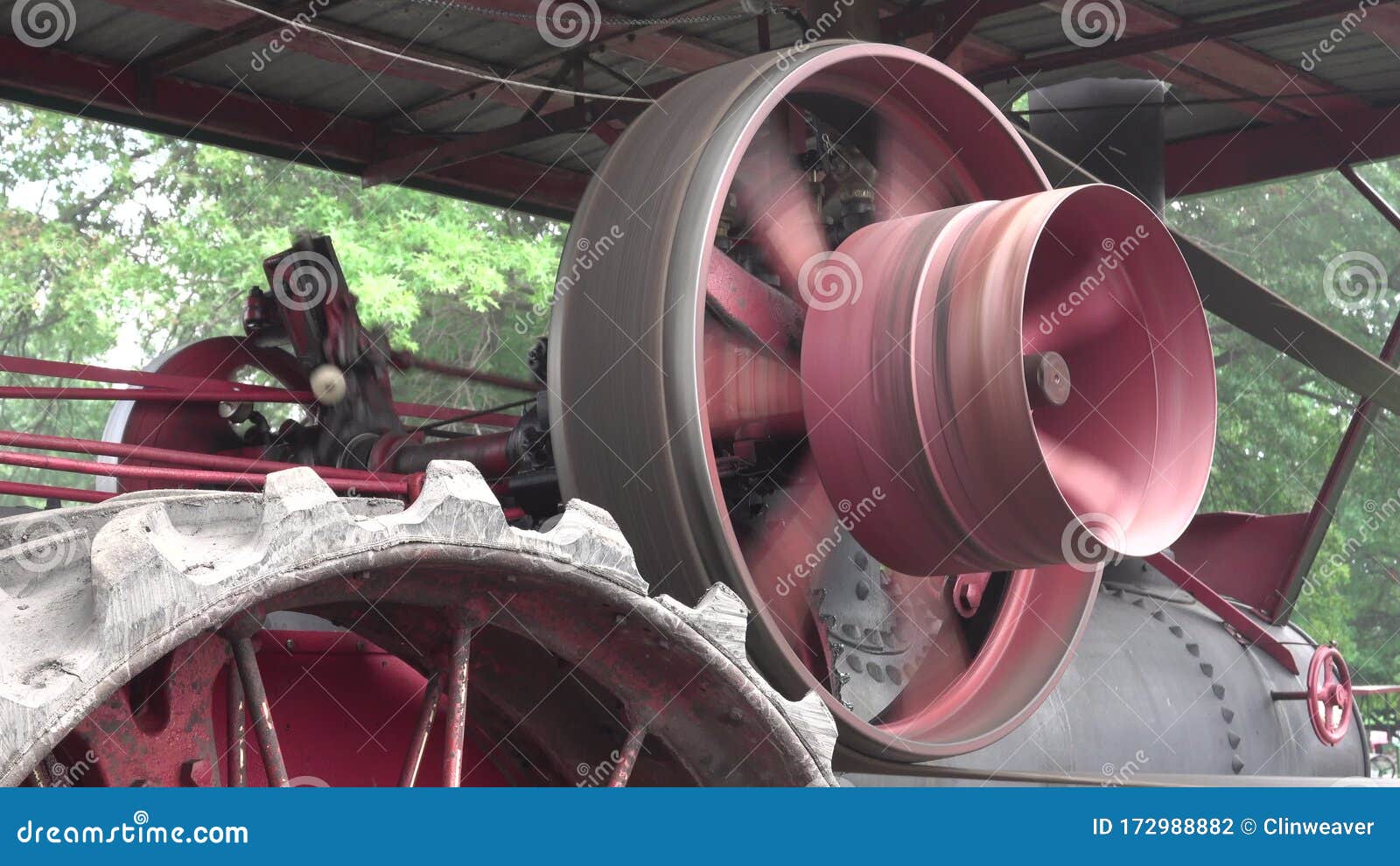 Steam engine flywheel stock footage. Video of history - 172988882