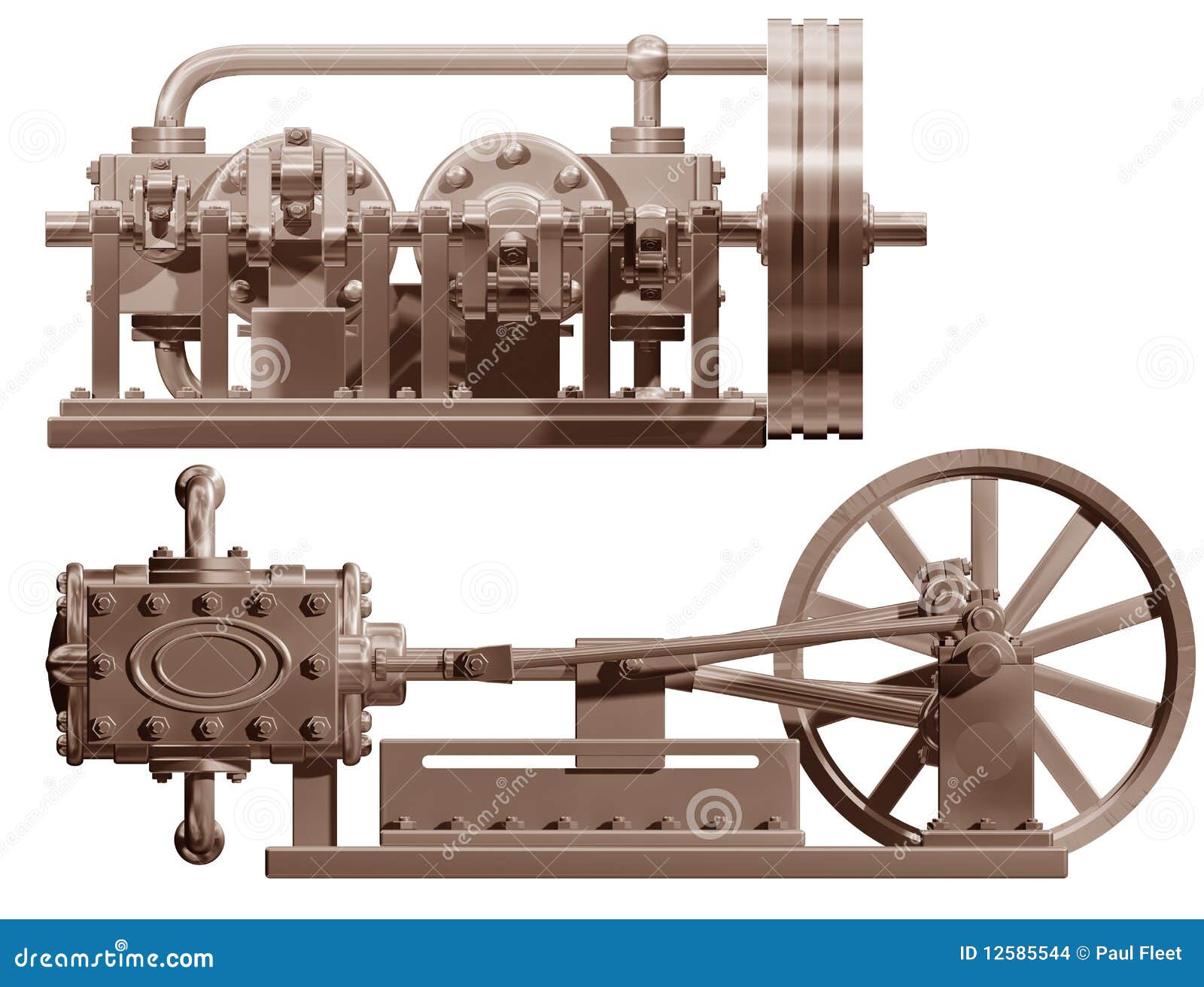 Steam Engine Front and Side Stock Illustration - Illustration of ...