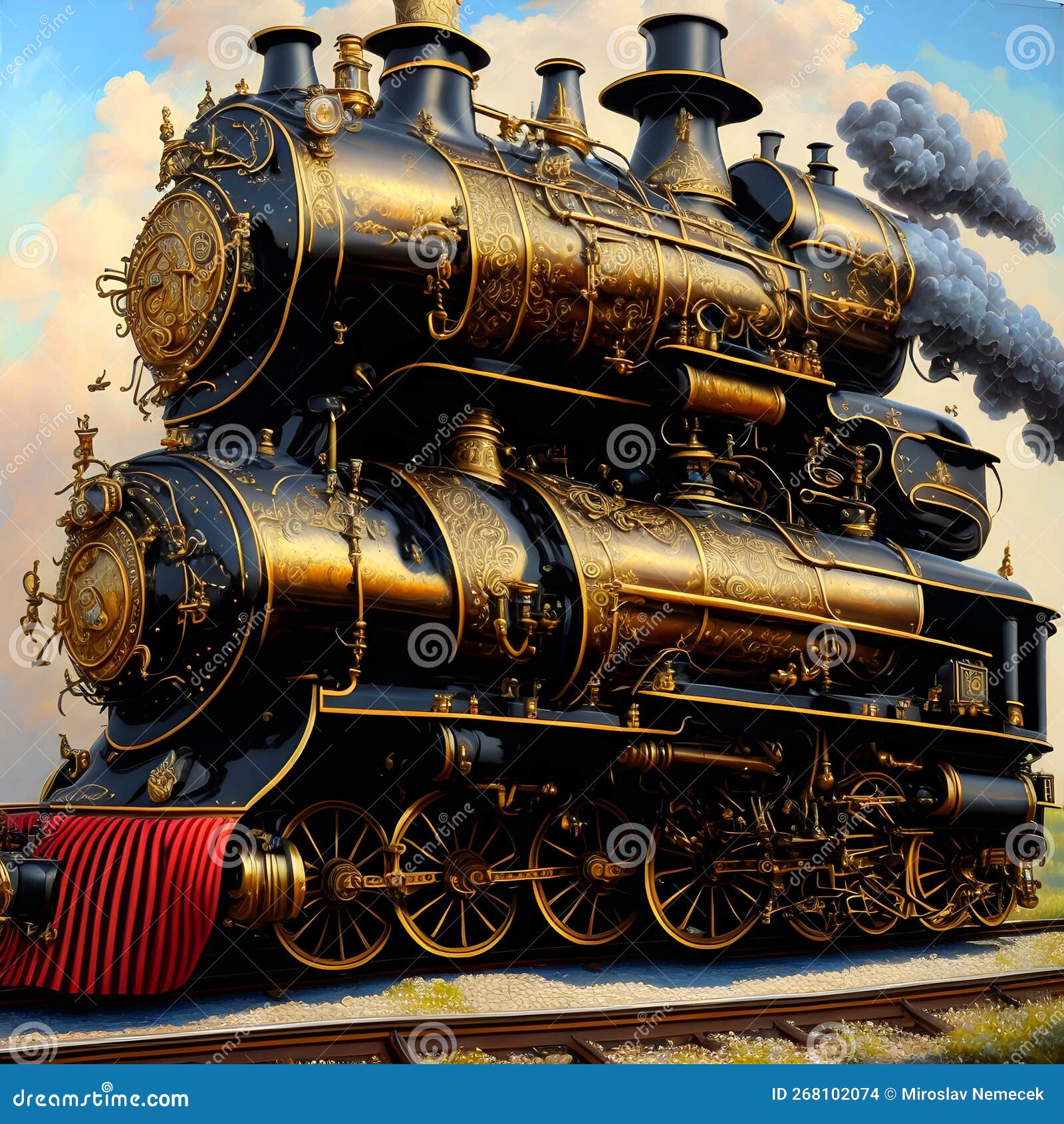 Steam Engine, Generative AI Illustration Stock Illustration ...