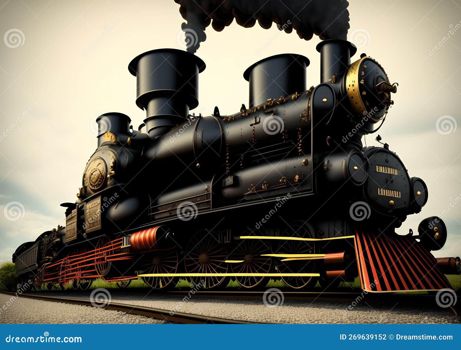 Steam Engine, Generative AI Illustration Stock Illustration ...