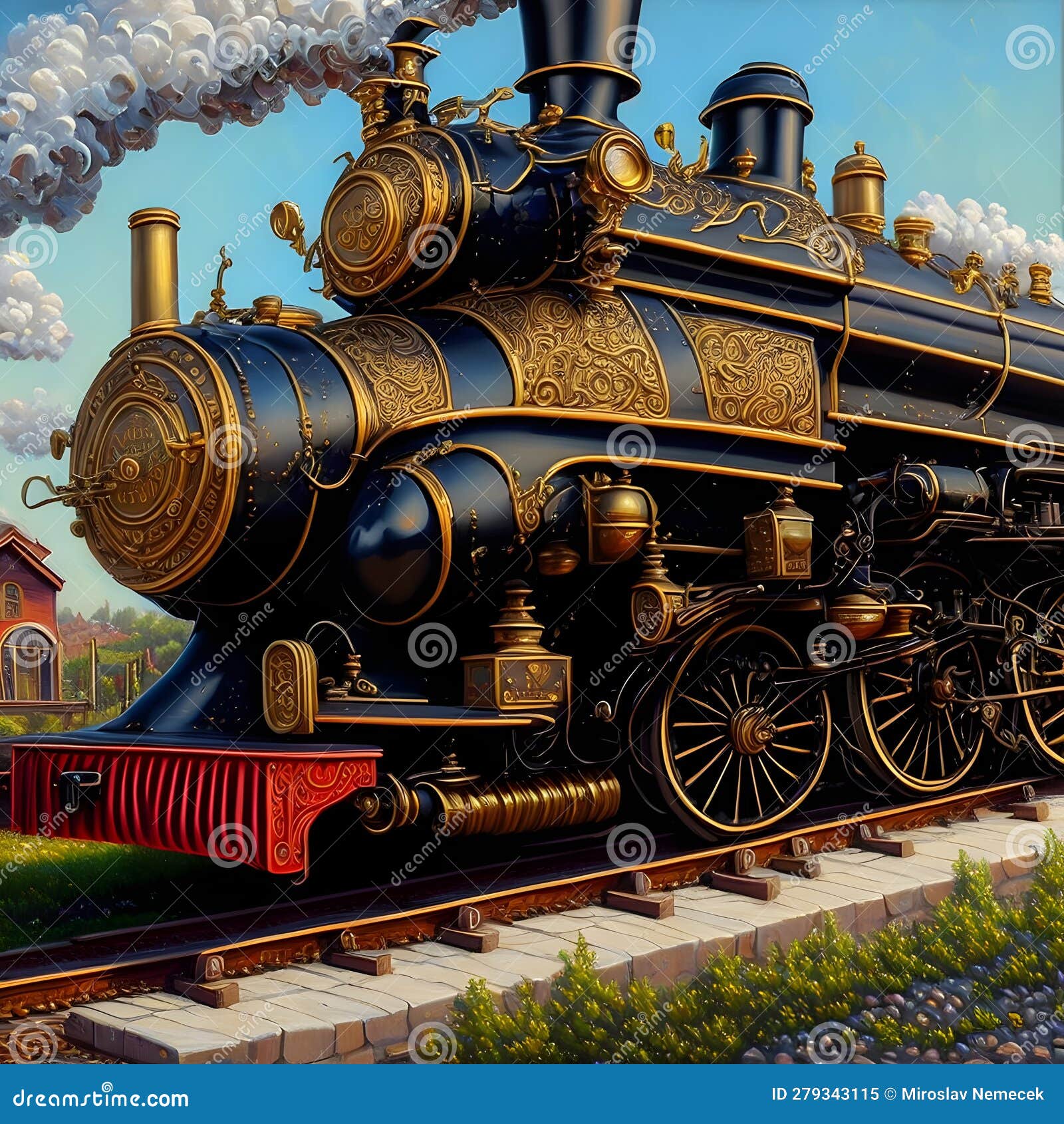 Steam Engine, Generative AI Illustration Stock Illustration ...