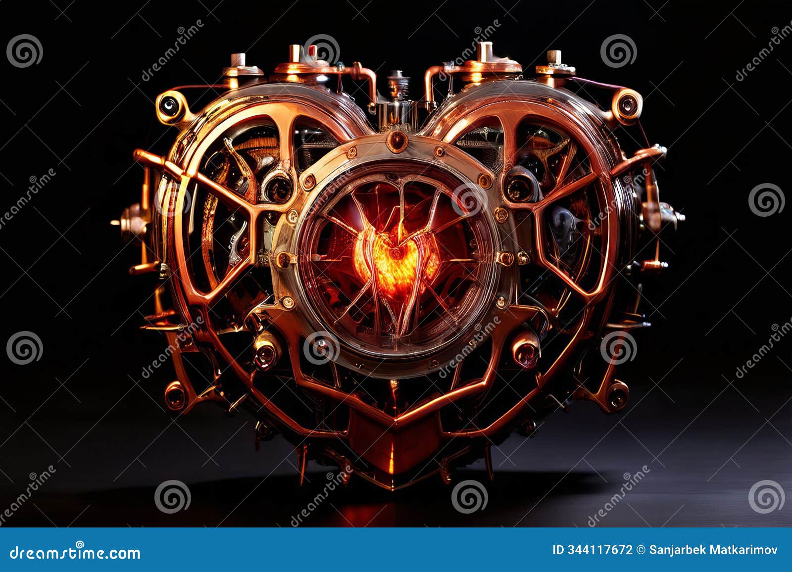 Steam Engine Heart a Powerful Steam Powered Engine with Glowing Stock ...