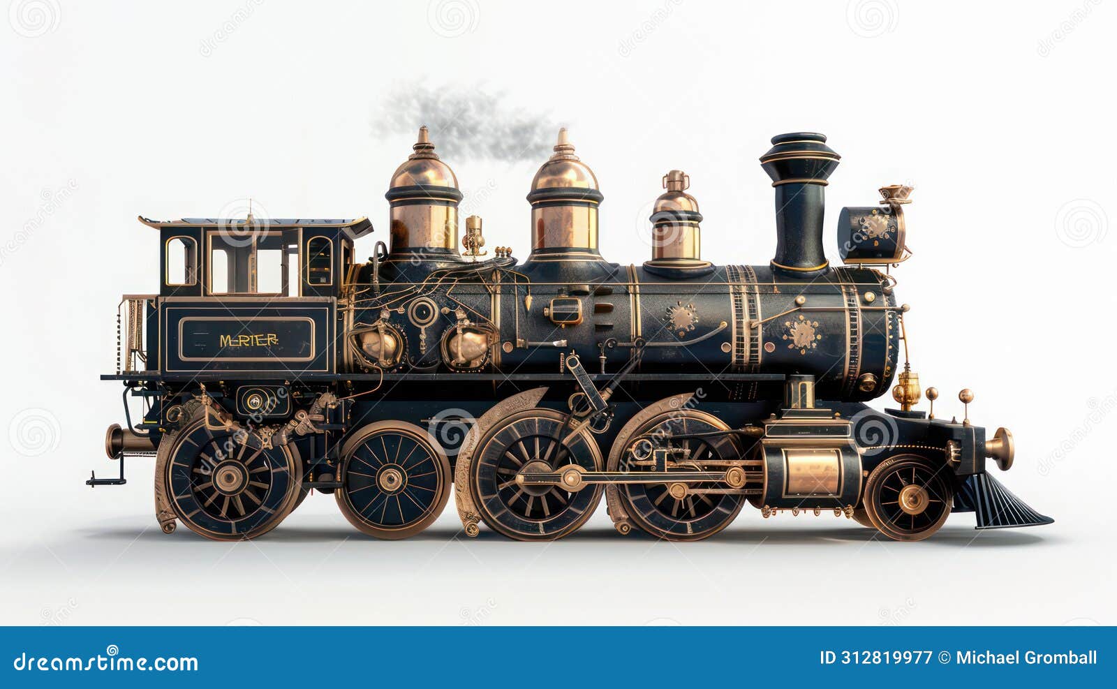 Steam Engine Isolated on White Created with Generative AI. Old Rusty ...