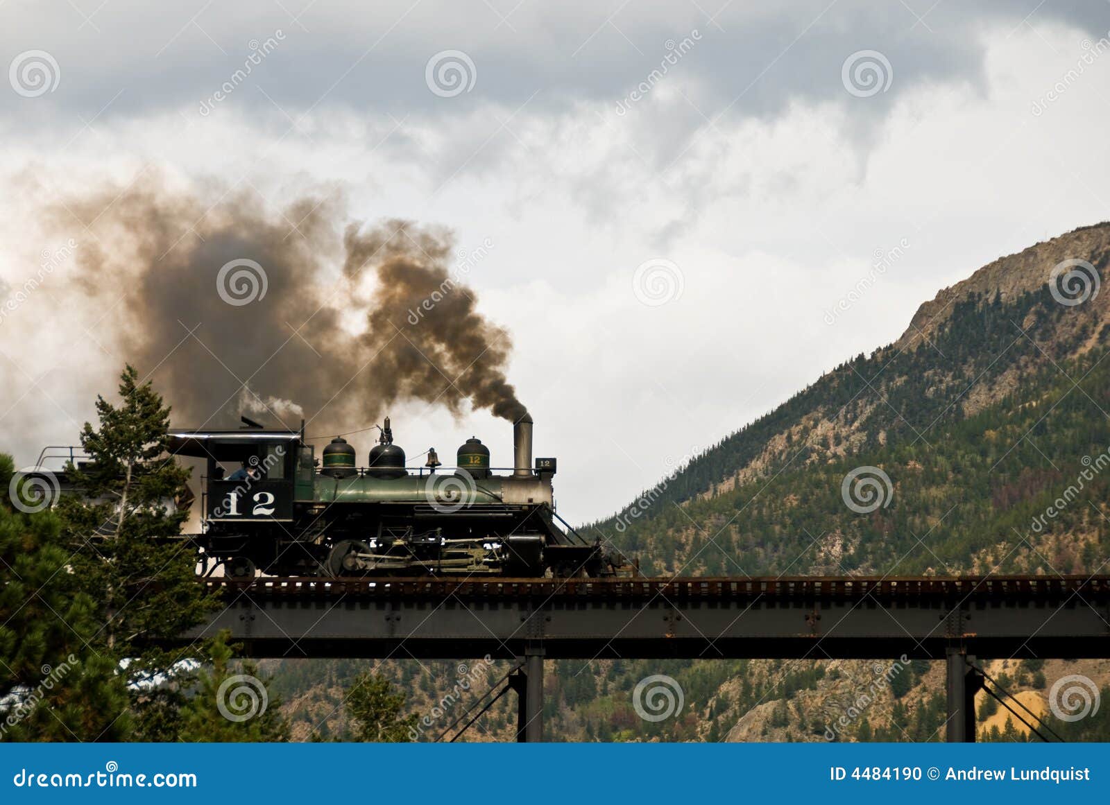 Steam Engine on a Mountain Bridge Stock Photo - Image of colorado ...