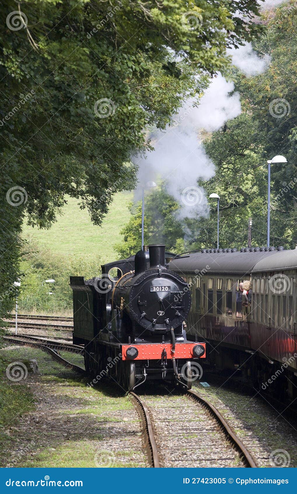 Steam engine moving along stock image. Image of small - 27423005