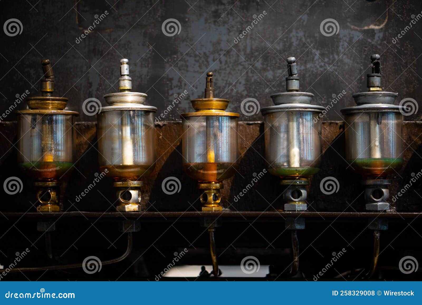 Steam engine oil cups stock photo. Image of cups, object - 258329008