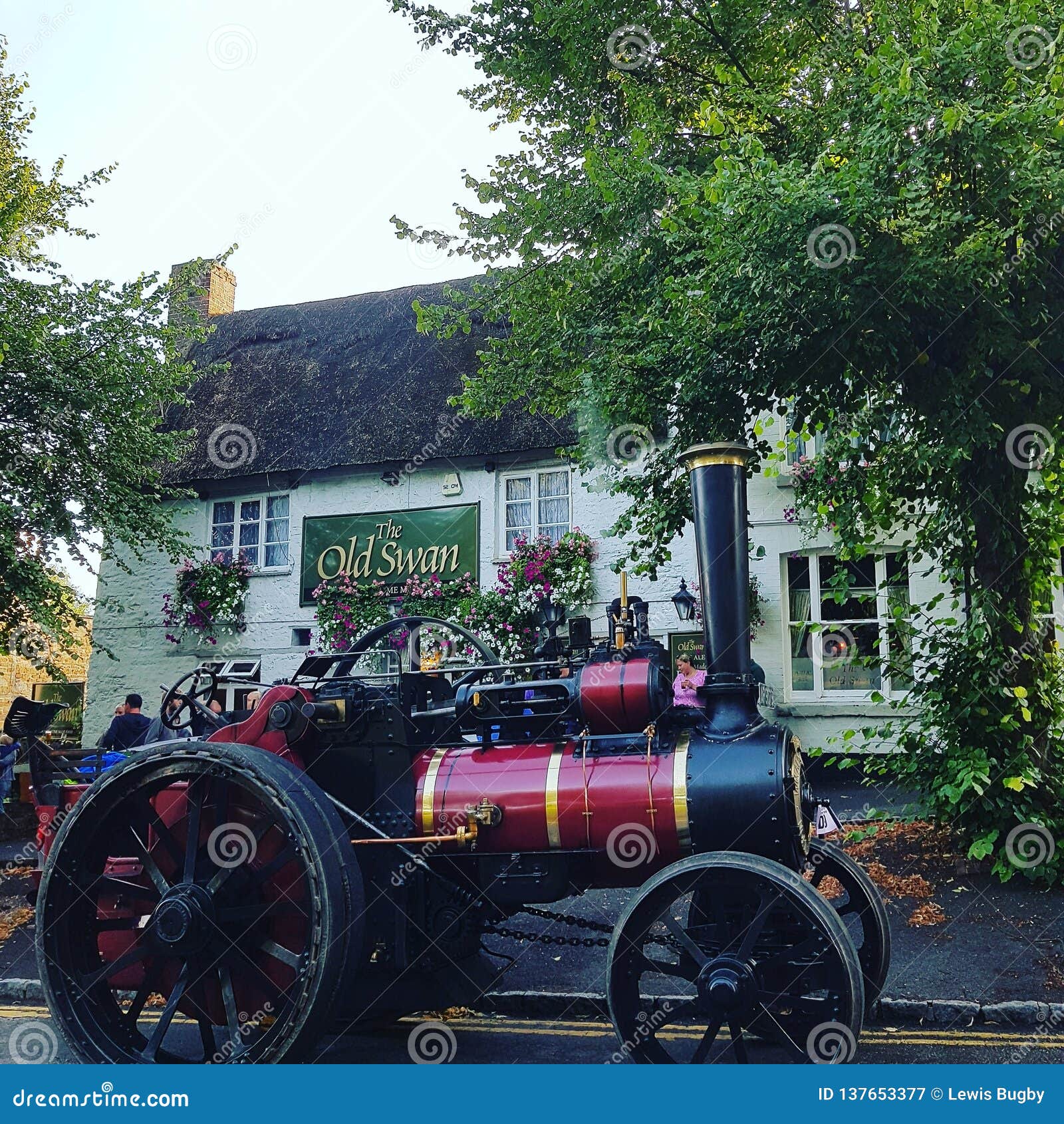 Steam engine outside pub editorial photography. Image of traction ...