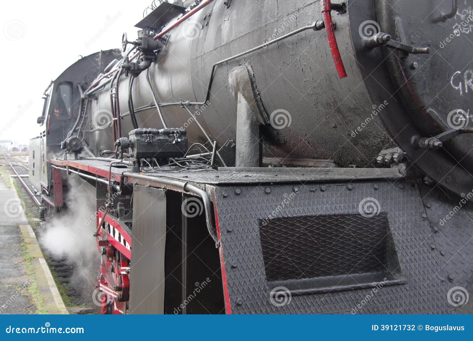 Steam engine. stock photo. Image of mist, cloud, rails - 39121732