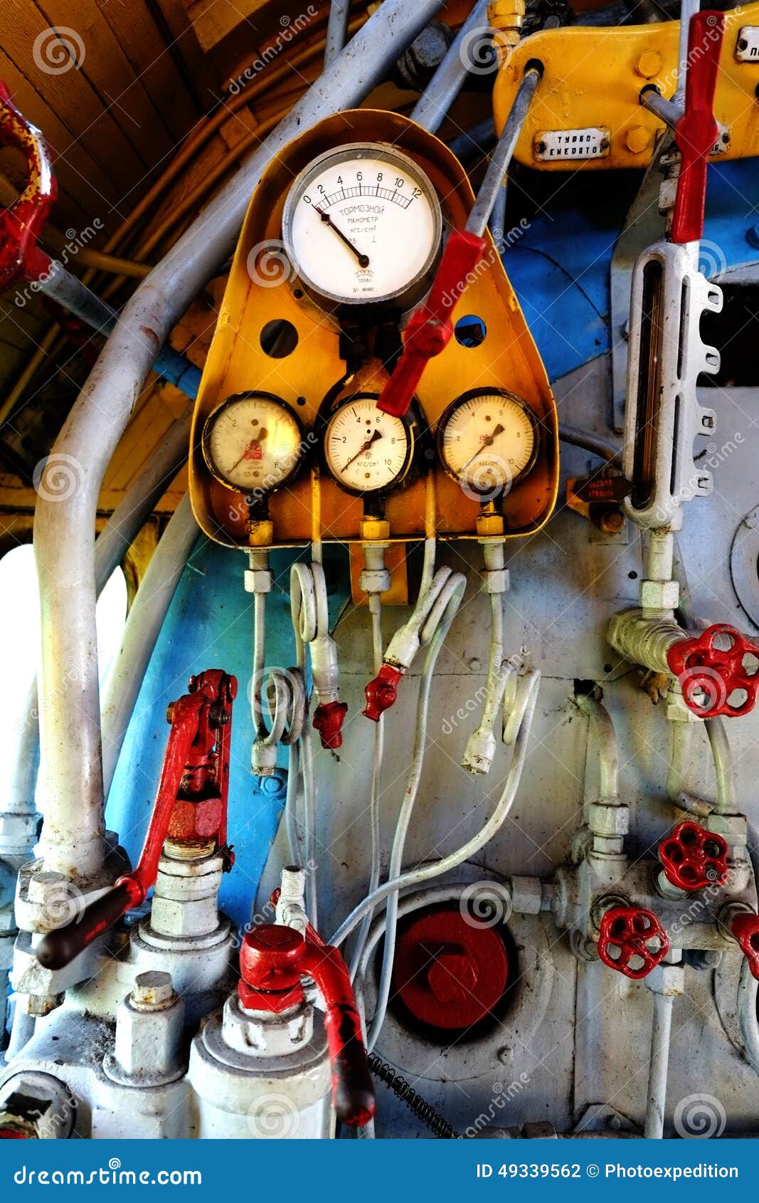 Steam Engine with Pipes and Gauges Stock Photo - Image of metal ...