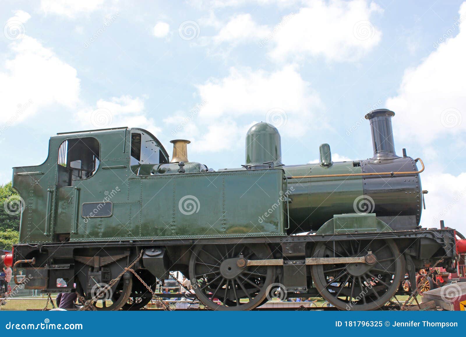 Steam engine on the track stock image. Image of display - 181796325
