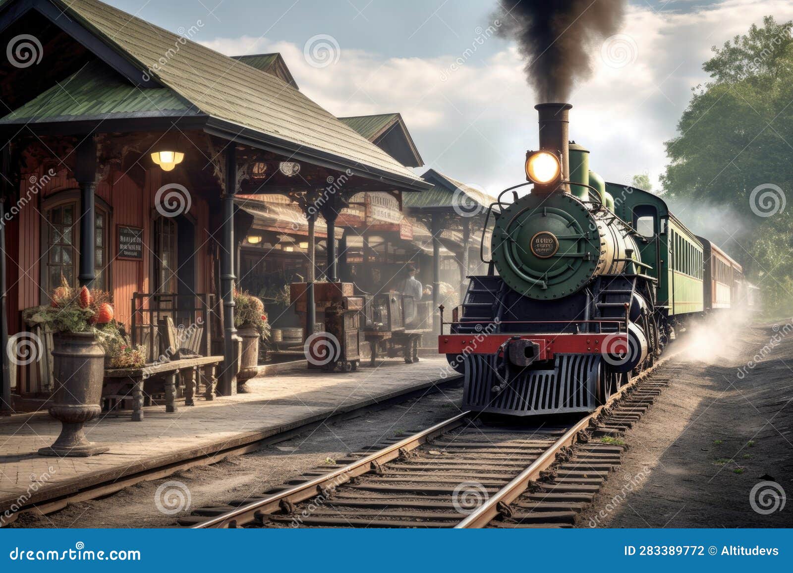 Steam Engine Train at an Old-fashioned Station Stock Photo - Image of ...