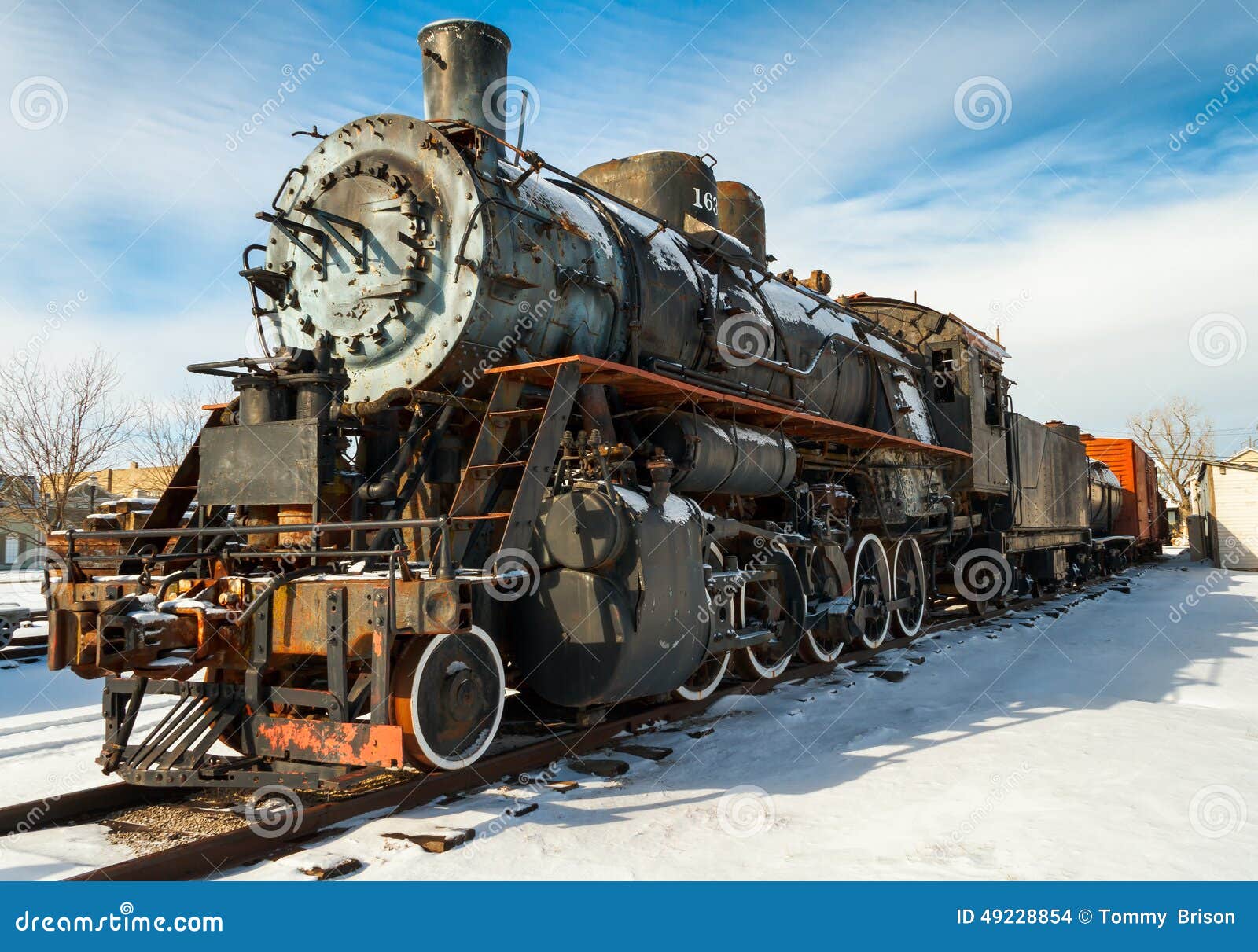 Steam Engine Train on Snow Covered Tracks Stock Photo - Image of steam ...