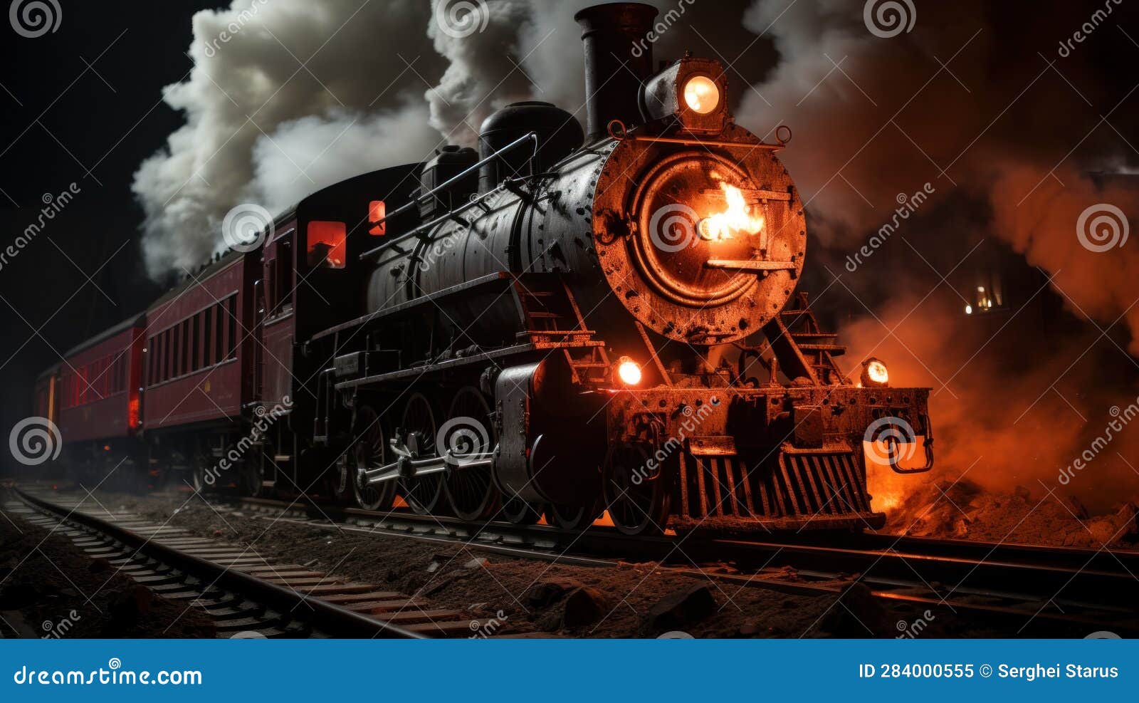 A Steam Engine Train Traveling Down Train Tracks. Generative AI Image ...