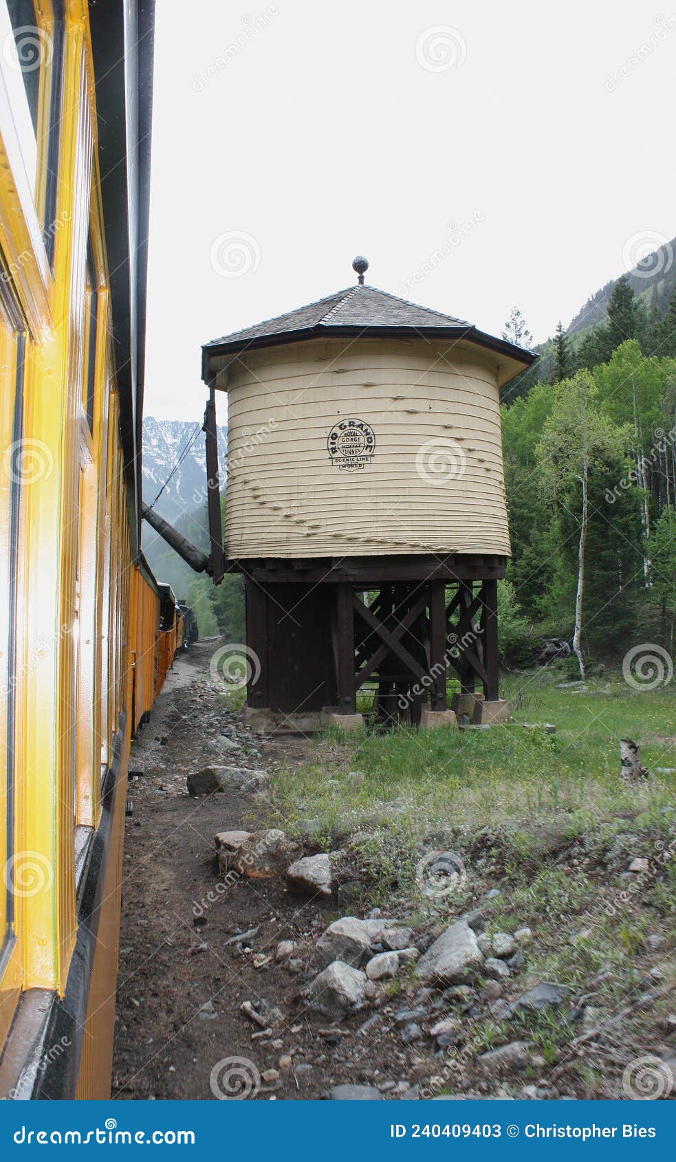 Steam Engine Train Water Tower beside Train Stock Image - Image of door ...