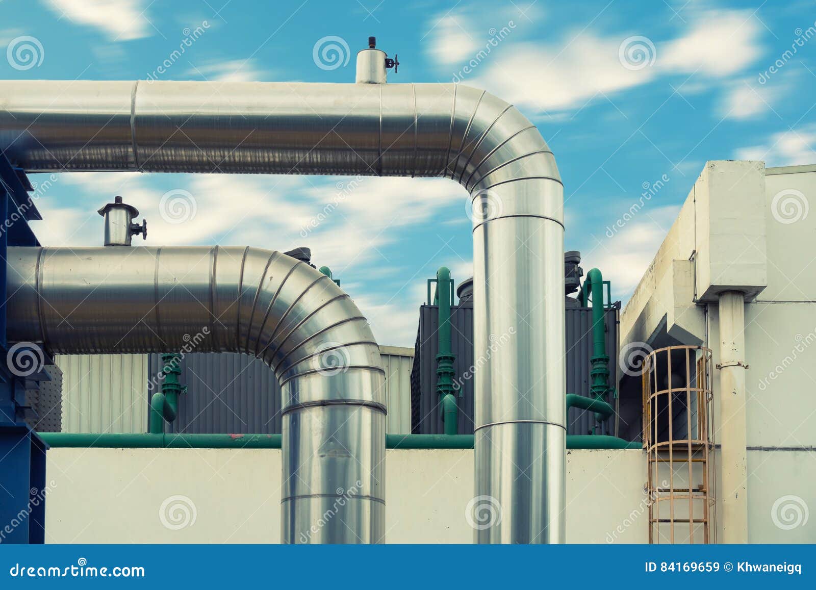 Steam Insulation Pipeline at Corner., Steam Pipe Insulation. Stock ...