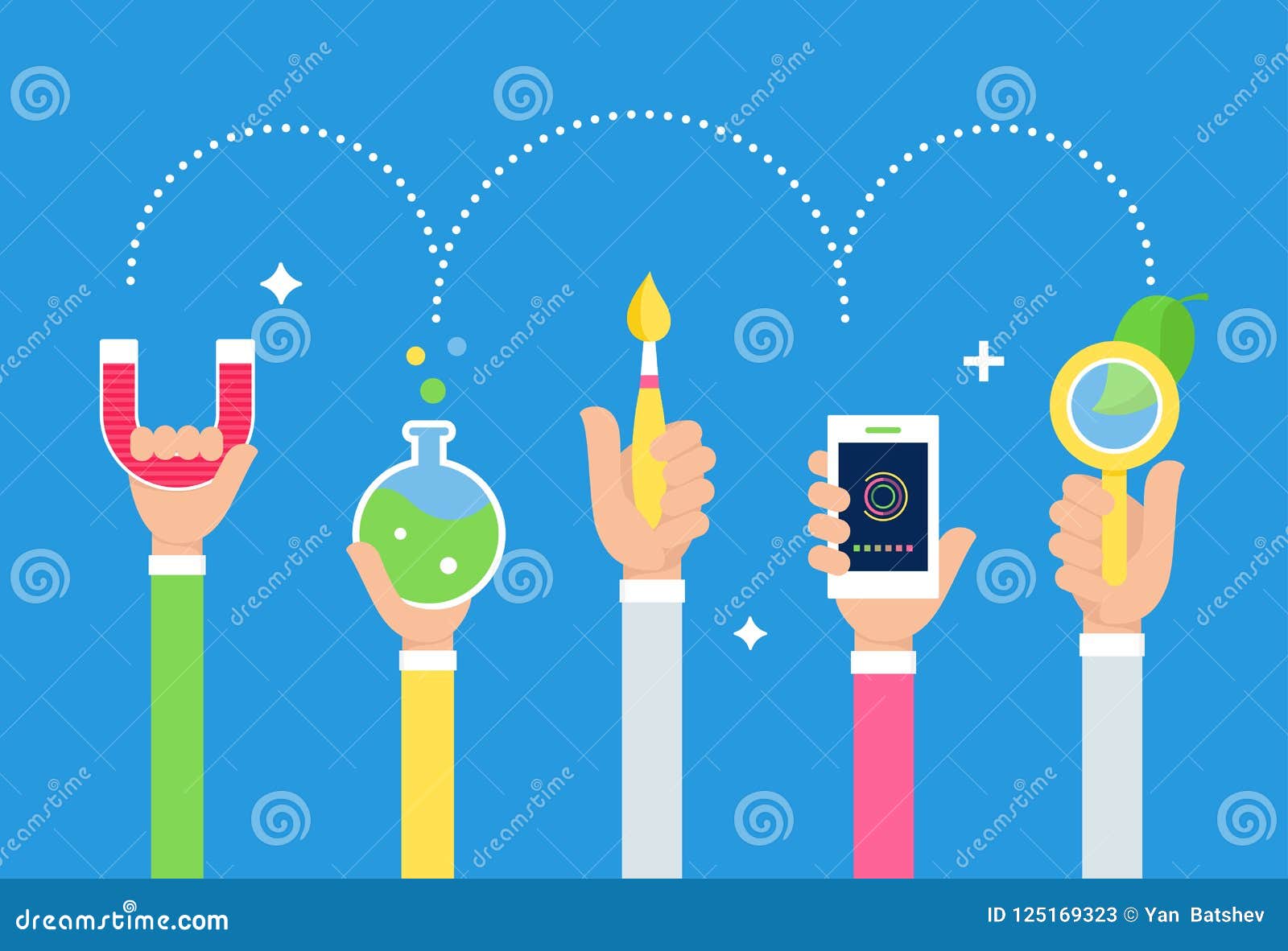 Steam Integrated Education Approach. Arts and Science. Students Holding ...