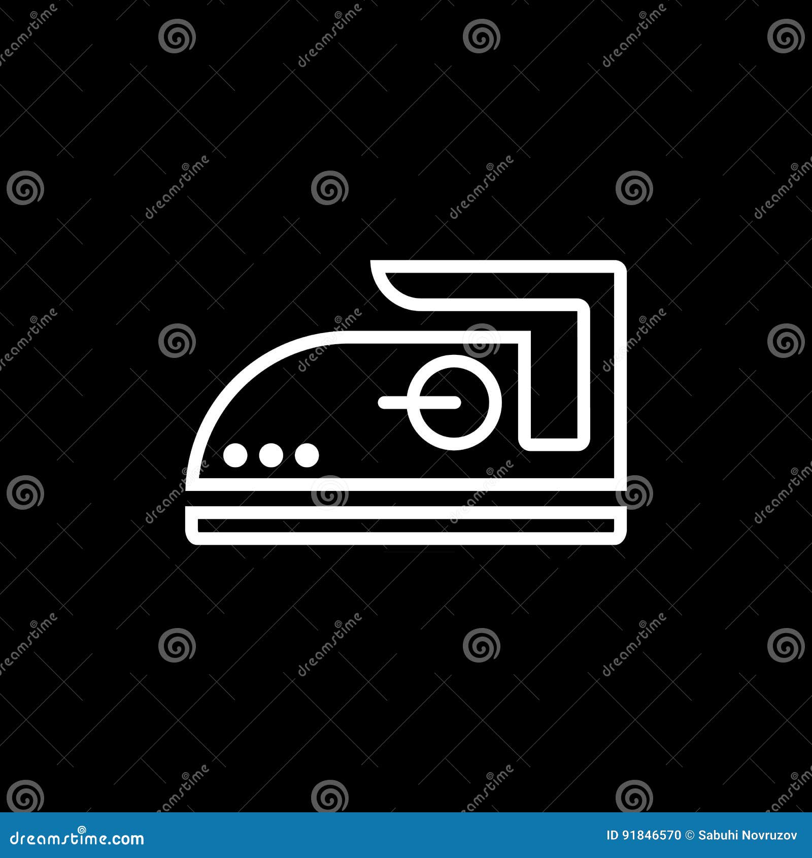 Steam Iron Vector Icon. Isolated on Black Stock Vector - Illustration ...
