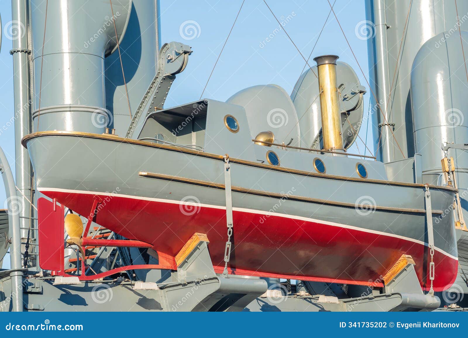 Steam Launch As a Means of Rescue on an Old Warship Stock Photo - Image of cruiser, boat: 341735202
