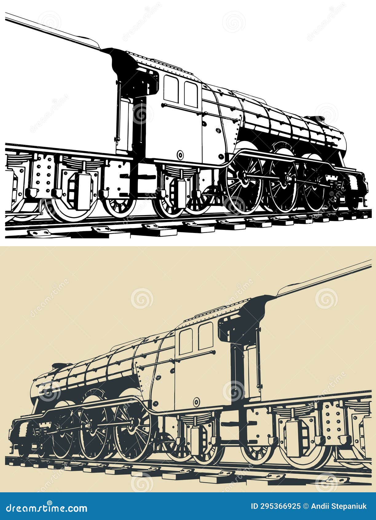 Steam locomotive drawings stock illustration. Illustration of transport ...