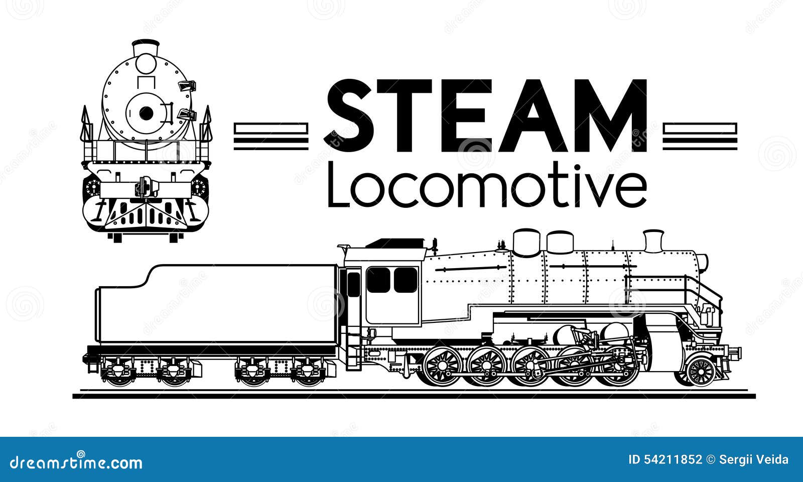 Steam locomotive stock vector. Illustration of black - 54211852