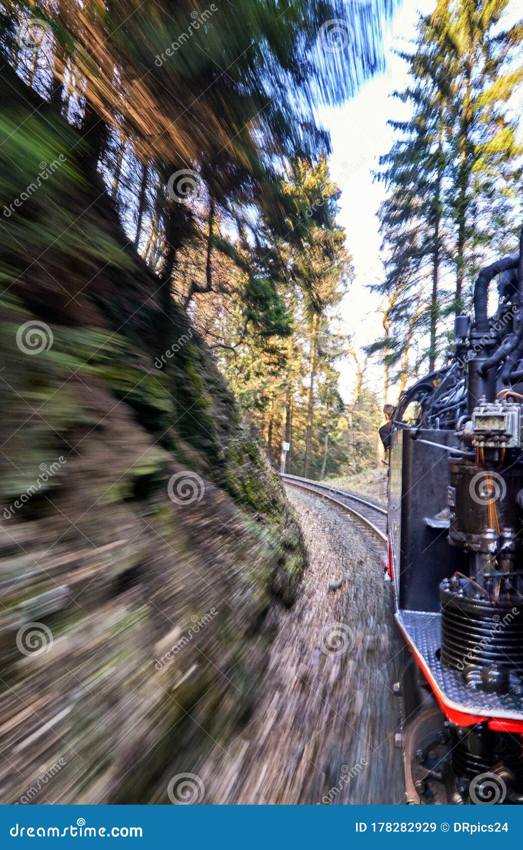 Steam Locomotive Ride in a Curve. Dynamics through Motion Blur Stock ...