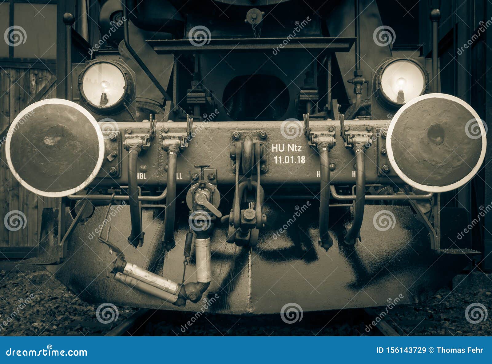 Steam Locomotive in Round House Stock Image - Image of detail, black ...