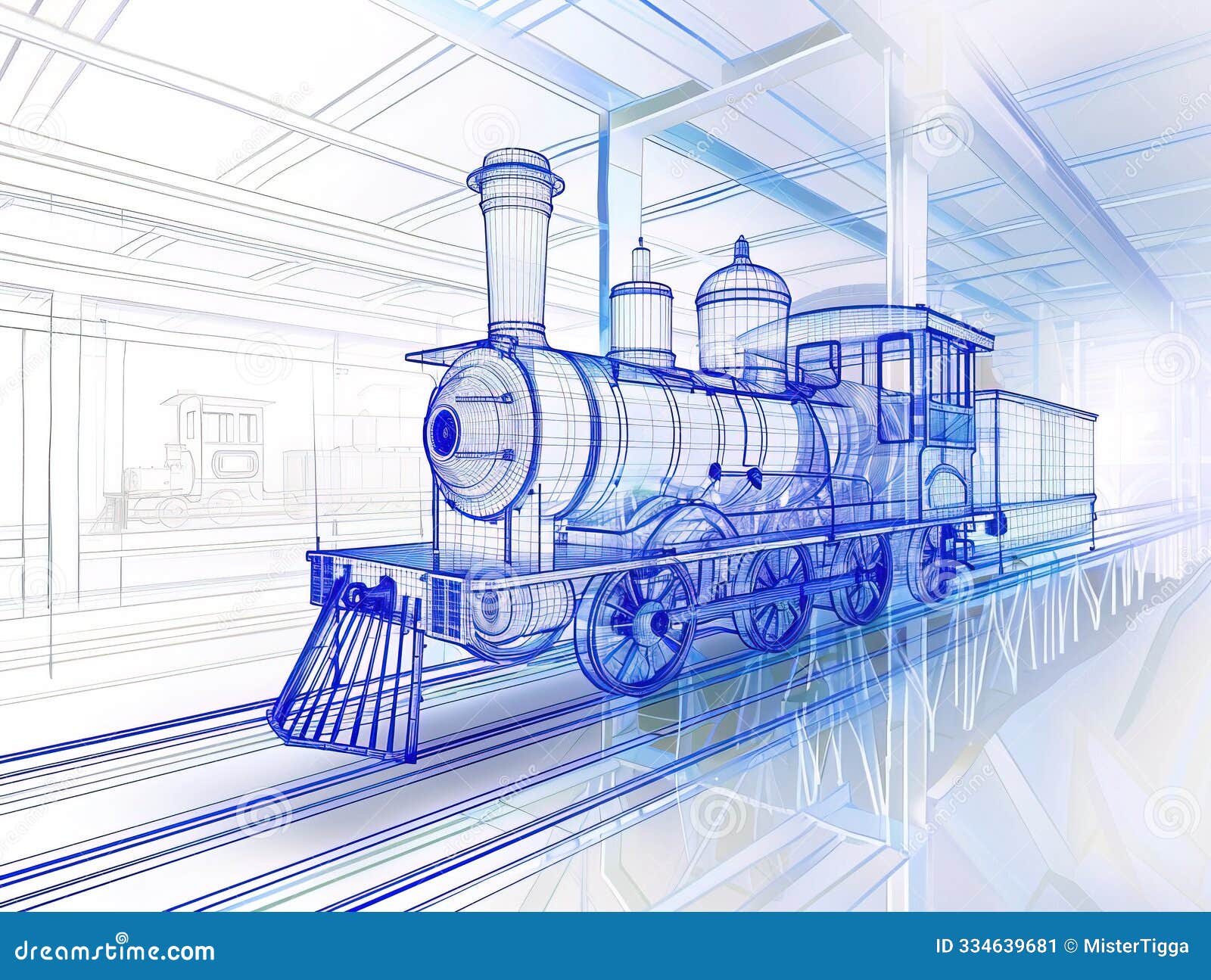 Steam Locomotive 1800s Visualization with Augmented Reality Transparent ...