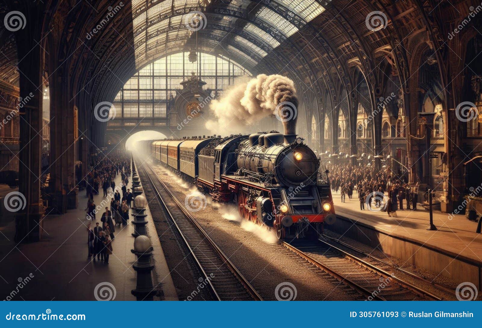 Steam Locomotive Stands on the Platform of the Station Stock Image ...