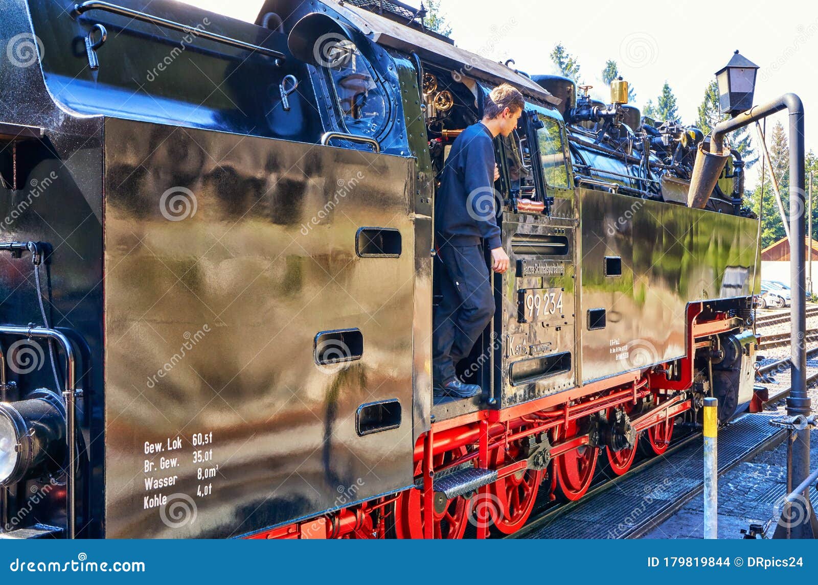Steam Locomotive with Train Driver at the Station Editorial Stock Image ...