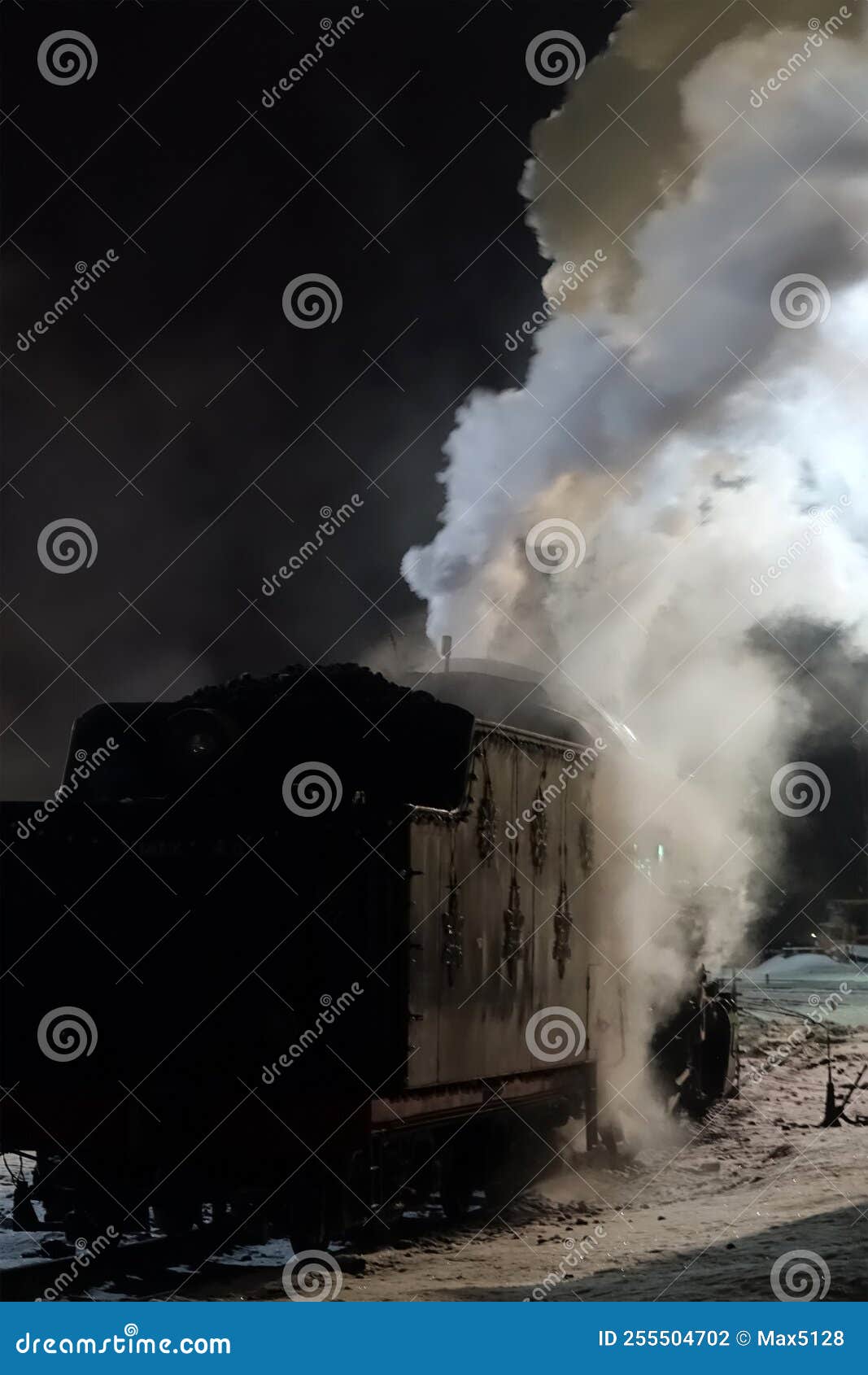 Steam Locomotive Under Steam at Night Stock Photo - Image of classic ...