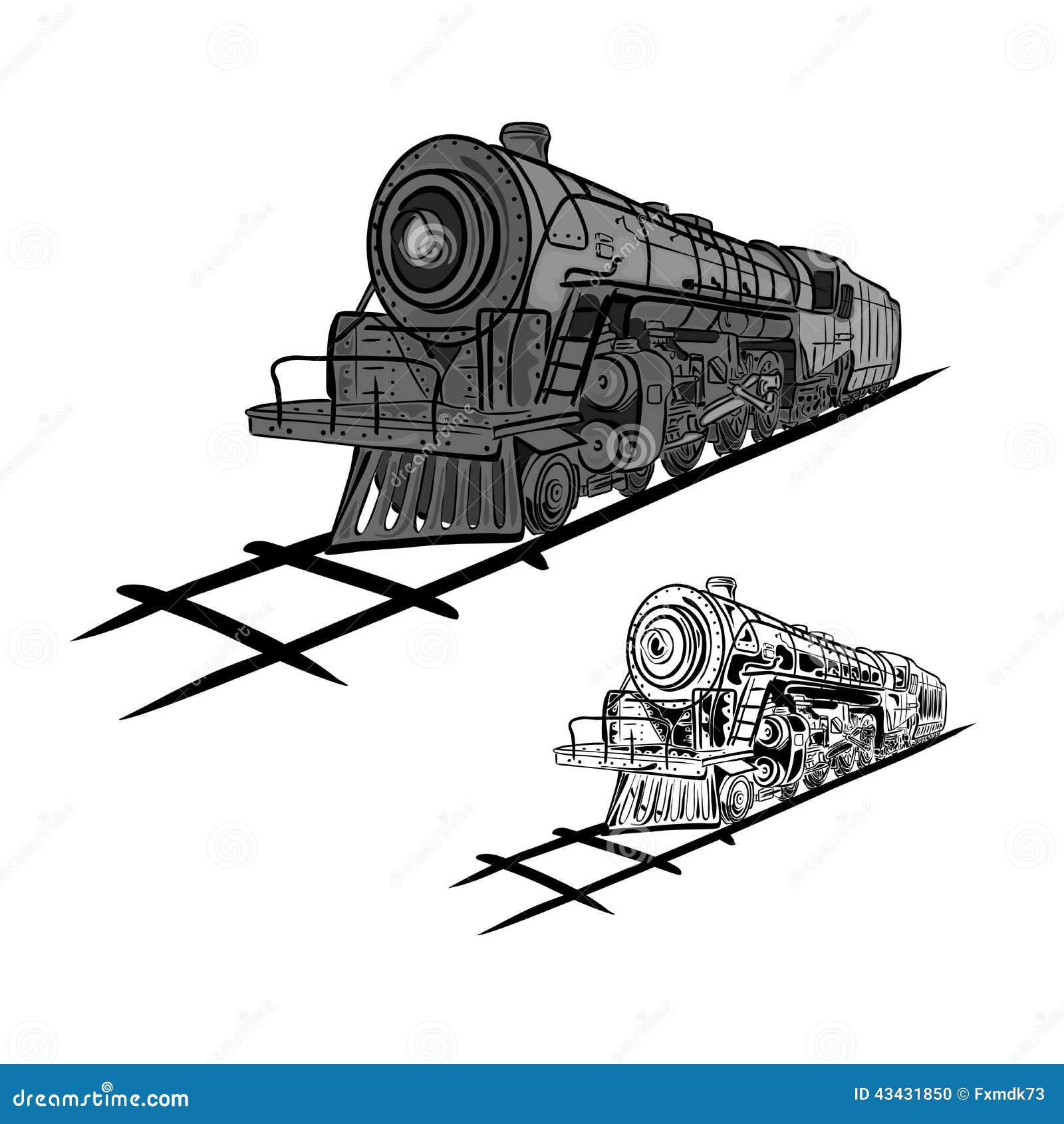 Steam locomotives stock vector. Illustration of drawn - 43431850