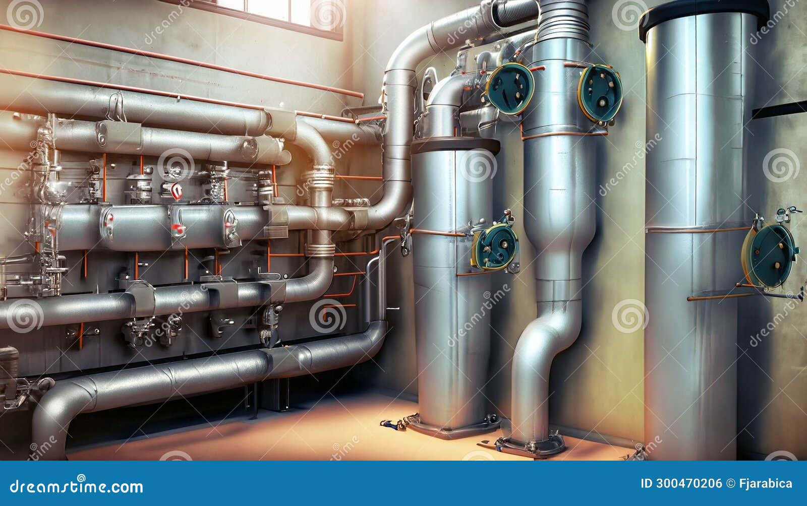 Steam pipe stock illustration. Illustration of wall - 300470206