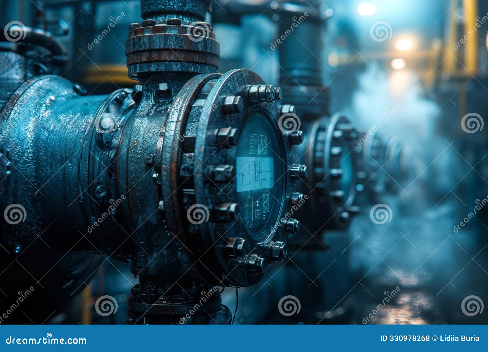 Complex Industrial Steam Pipe System with Gauges, Generative Ai Stock ...