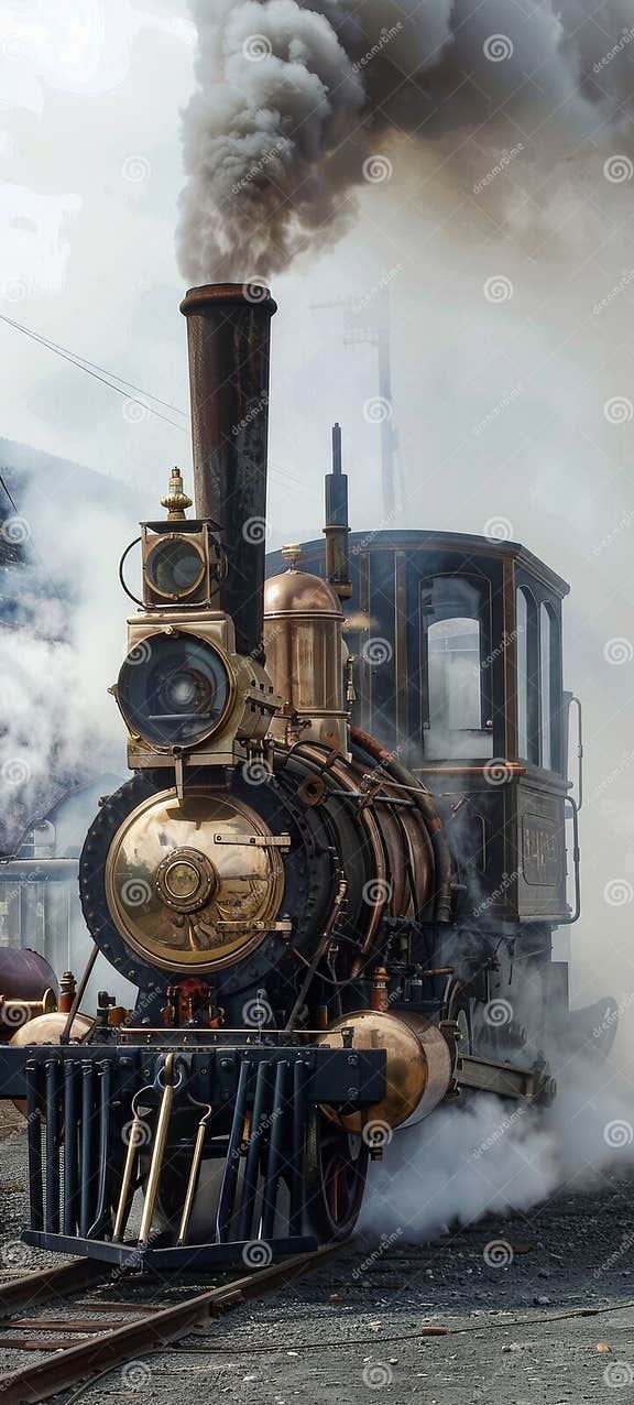 A Vintage Steampowered Engine Railway Stock Illustration - Illustration ...