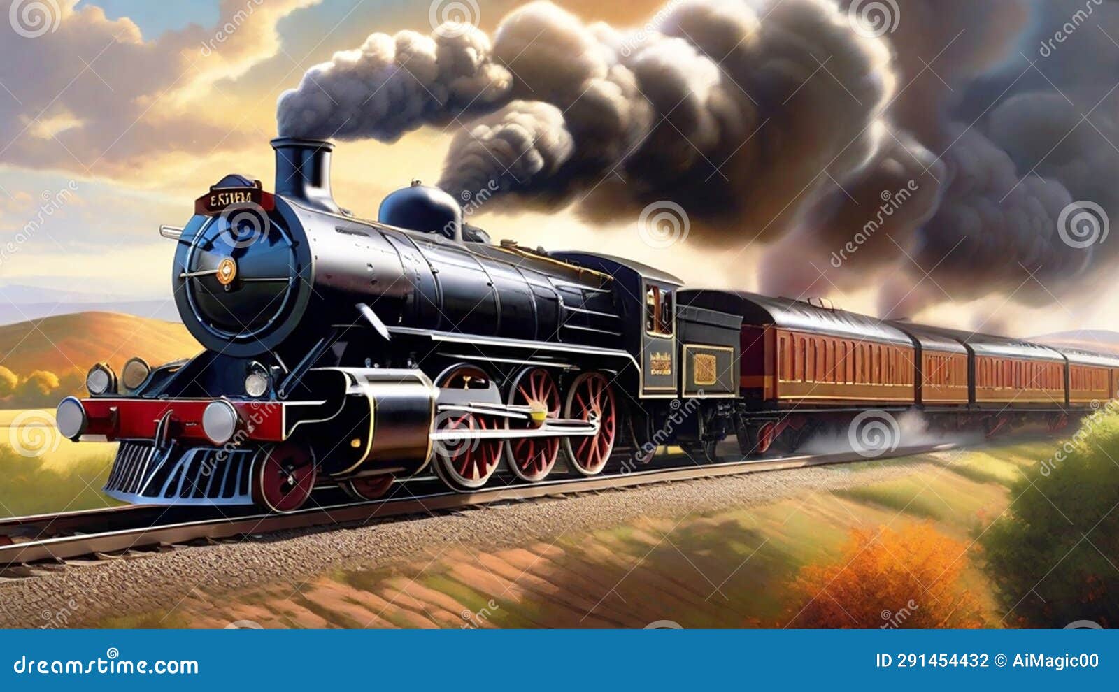Steam-Powered Journey: Classic Train with Steam Engine Stock Photo ...