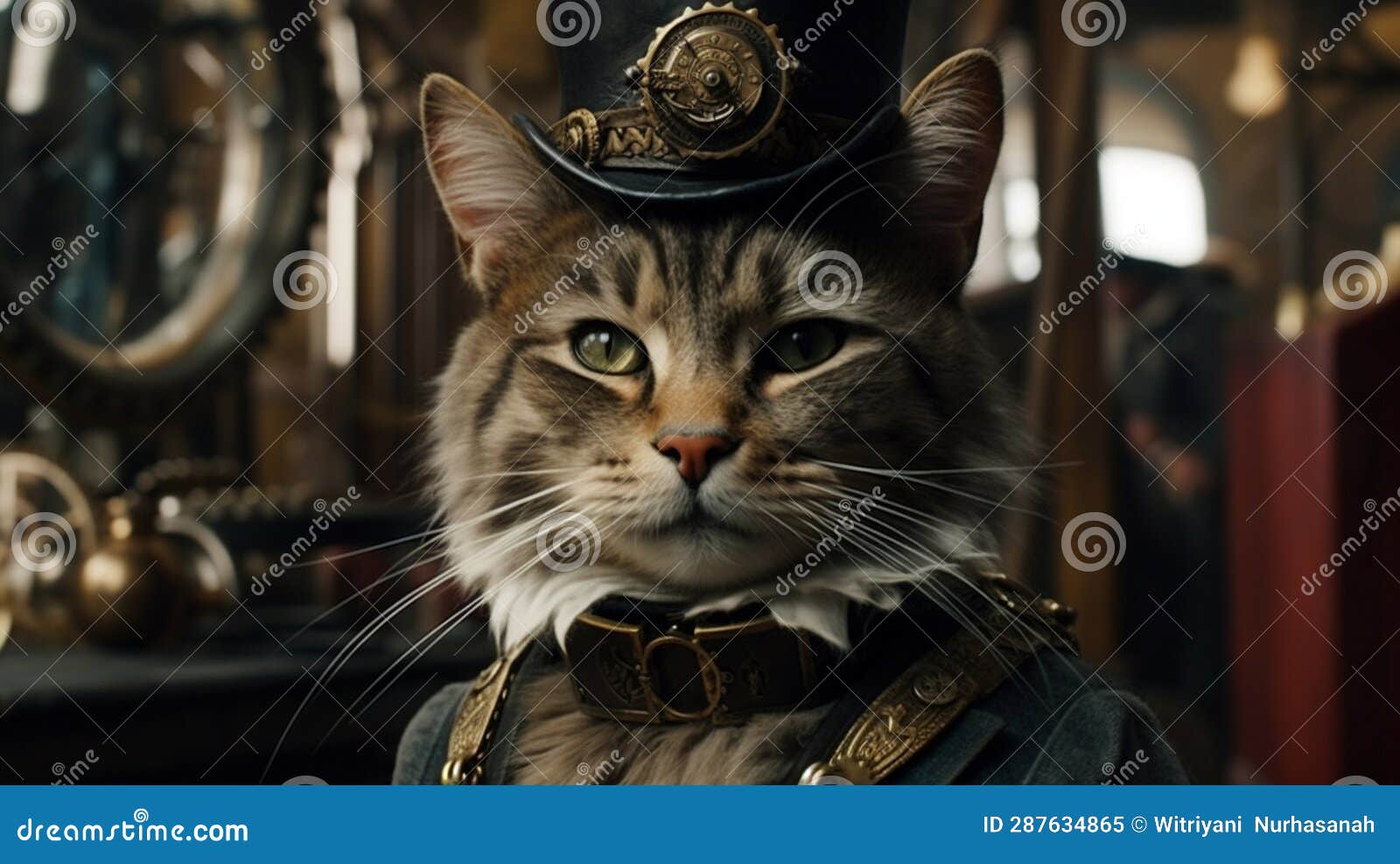 Steam Punk Cat in the Hat. Steam Punk and Steam Punk Grunge Cat Stock ...