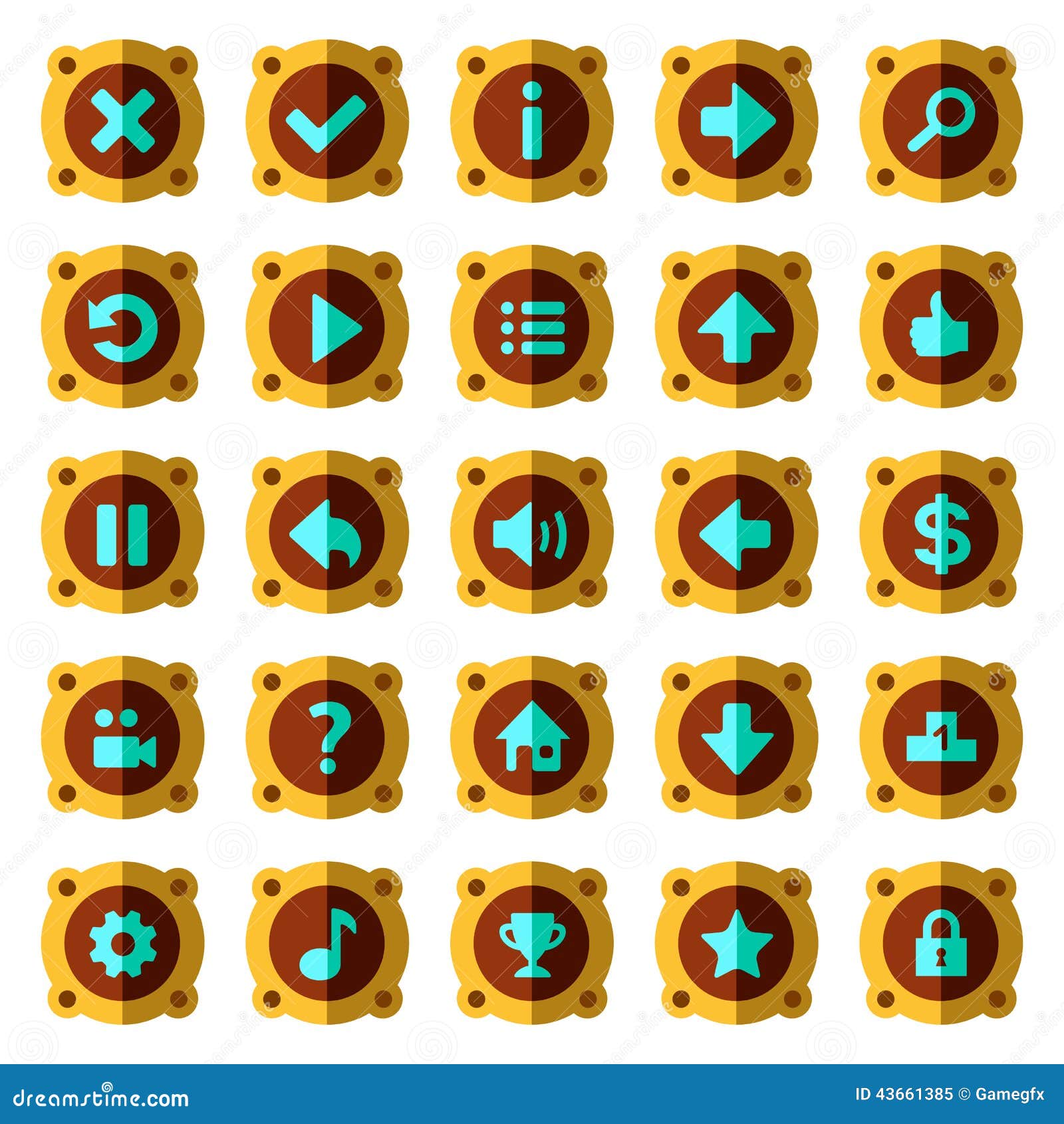 Steam Punk Flat Game Buttons Stock Vector - Illustration of logo, metal ...